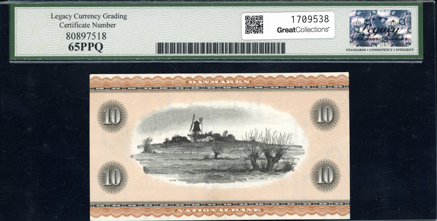 Denmark 1972 10 Kroner Danmarks Nationalbank Note SCWPM-44ac Legacy Gem ...