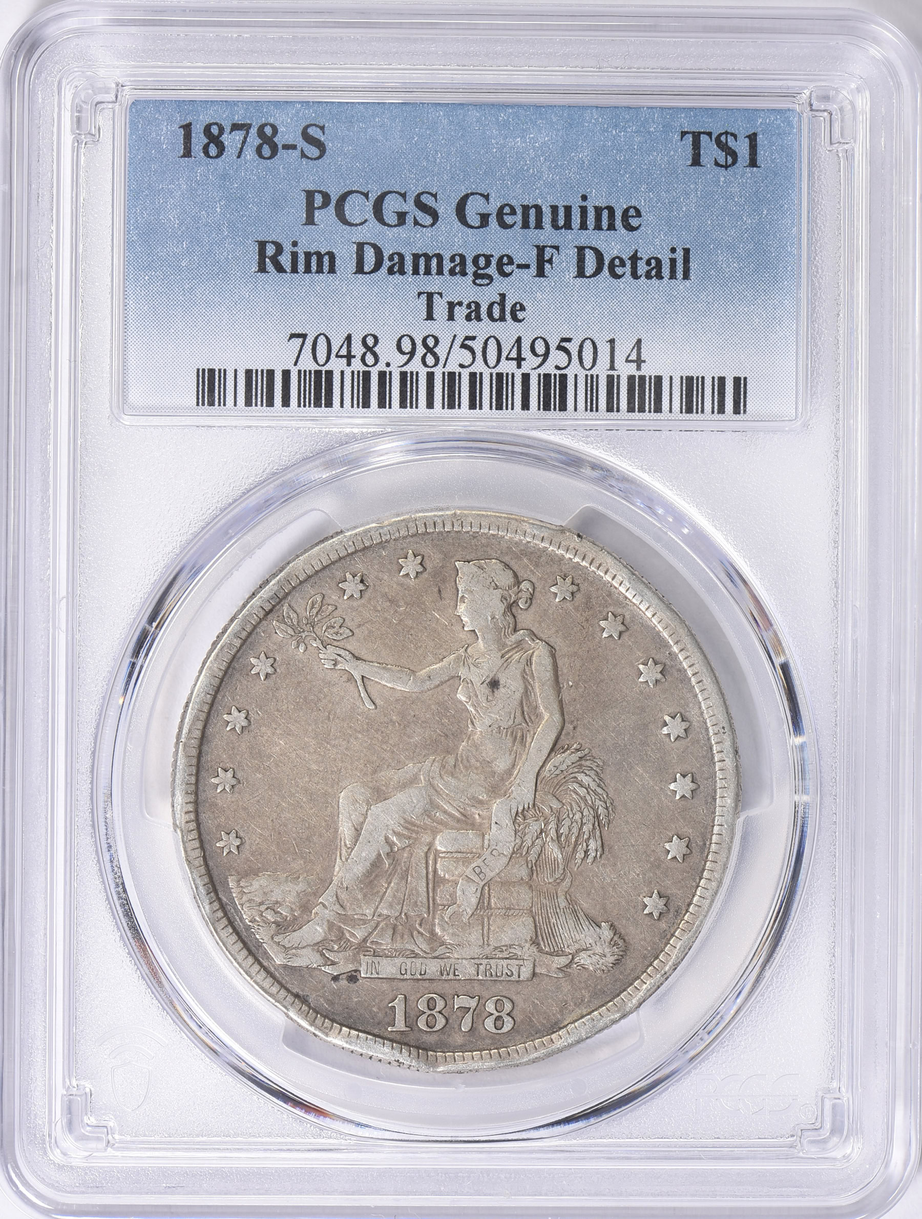 1878-S Trade Silver Dollar PCGS Genuine Fine Details (Item 1709717) | GreatCollections Coin Auctions