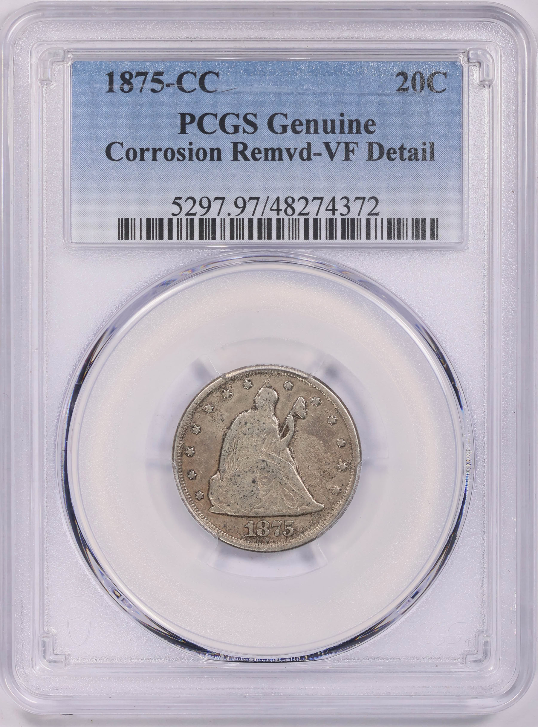 1875-CC Twenty-Cent Piece PCGS Genuine VF Details (Item 1709751) | GreatCollections Coin Auctions