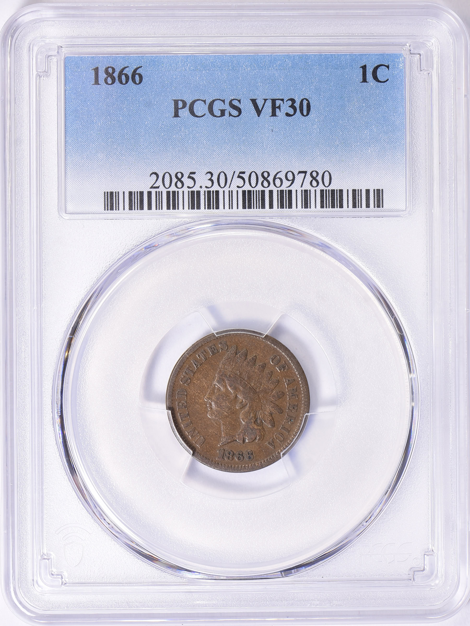 1866 Indian Cent PCGS VF-30 BN (Item 1709807) | GreatCollections Coin ...