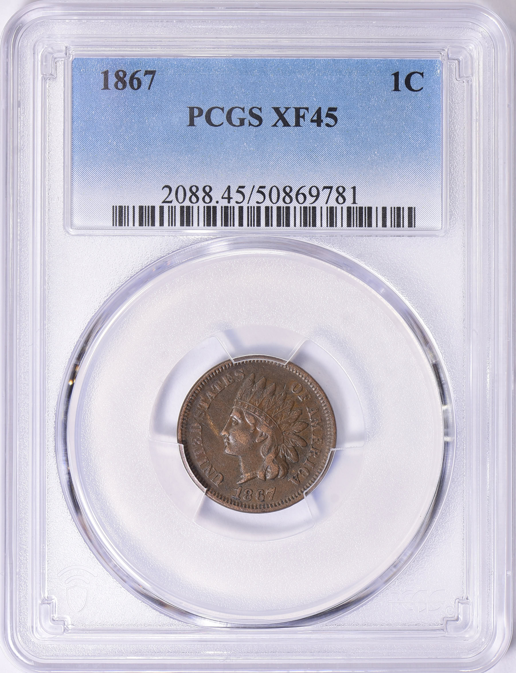 1867 Indian Cent PCGS XF-45 BN (Item 1709808) | GreatCollections Coin Auctions