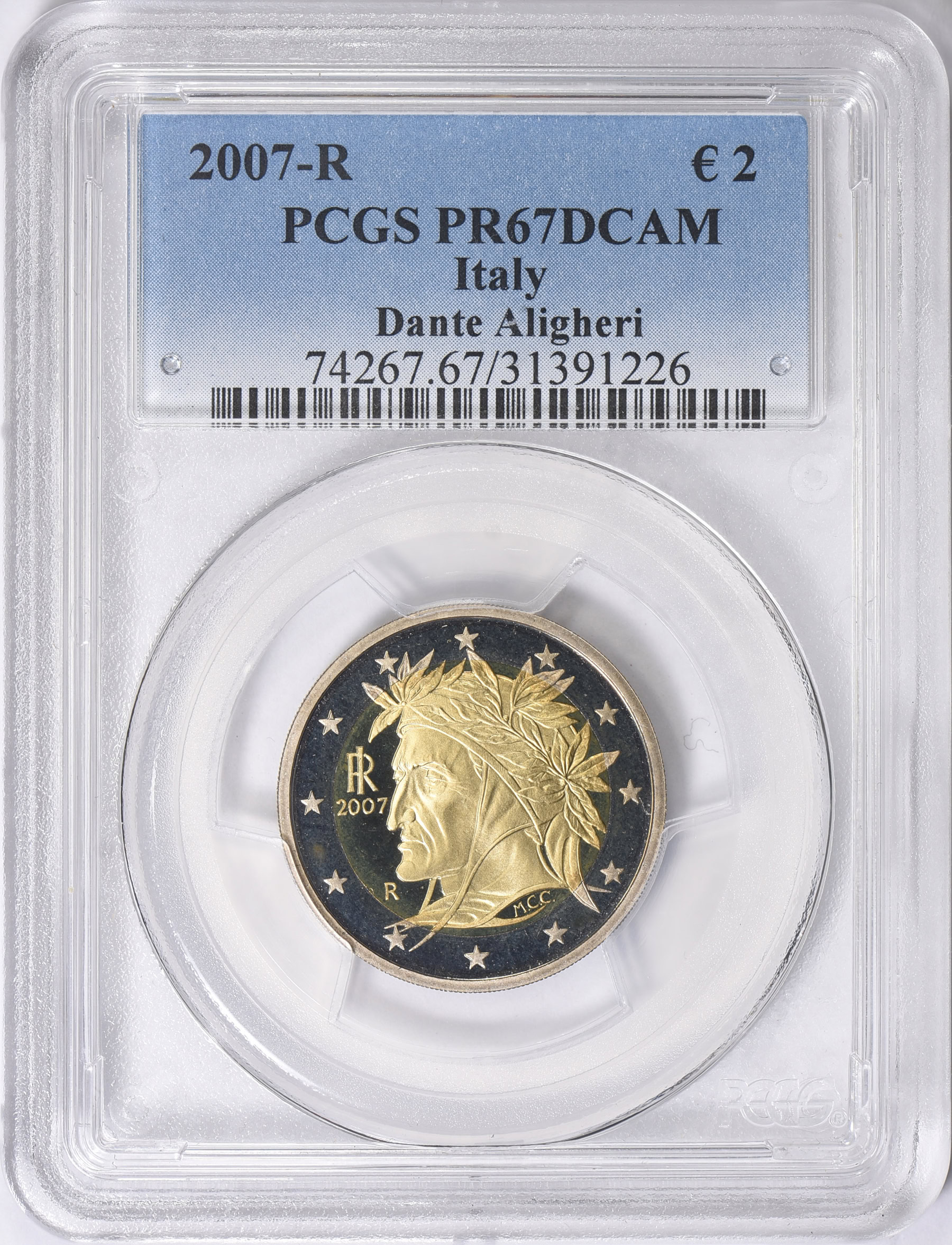 Italy 2007-R Bimetallic €2 Dante Aligheri PCGS Proof-67 DCAM (Item ...