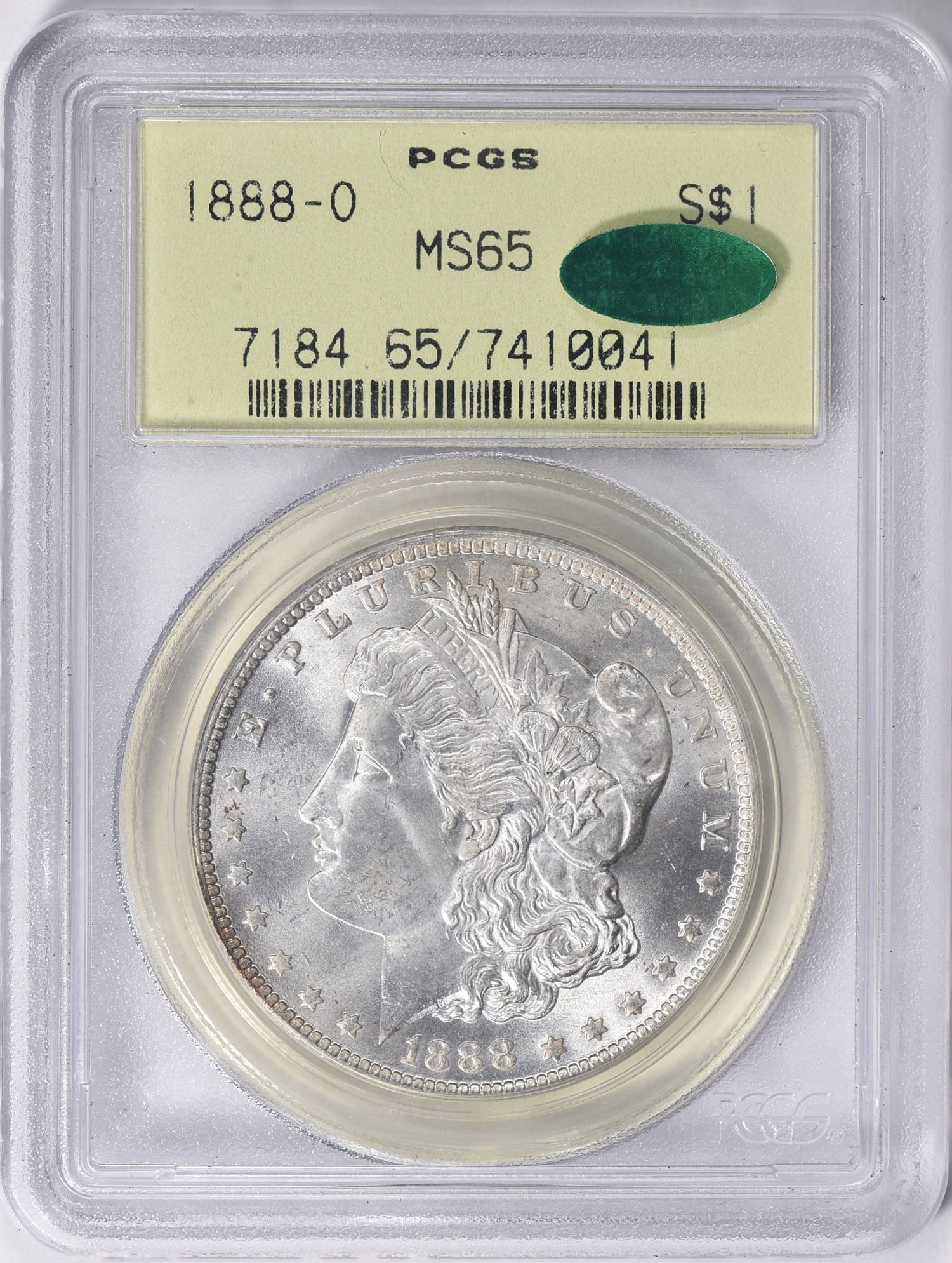 1888-O Morgan Silver Dollar PCGS MS-65 (CAC Green) OGH (Item 1709851) | GreatCollections Coin ...