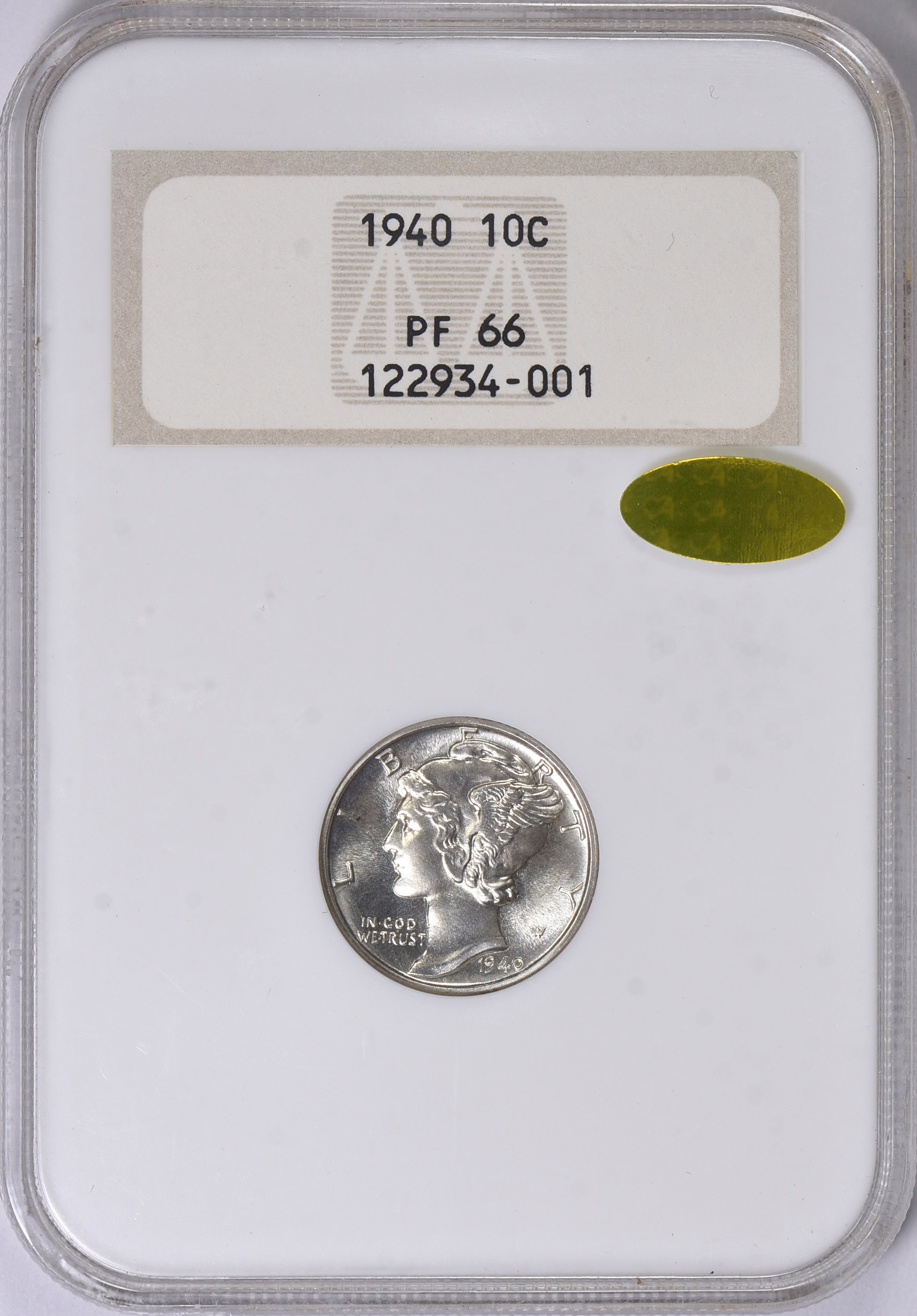 1940 Mercury Dime NGC Proof-66 (CAC Gold) OH (Item 1709979) | GreatCollections Coin Auctions