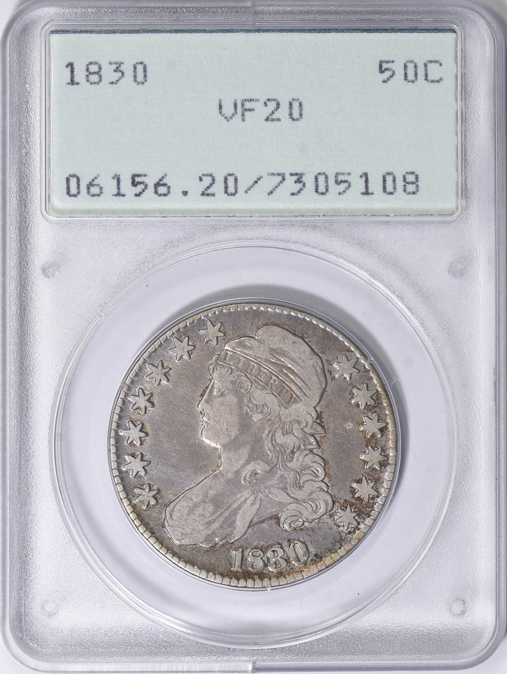 1830 Capped Bust Half Dollar PCGS VF-20 OGH (1st Gen) (Toned) (Item 1710167) | GreatCollections ...