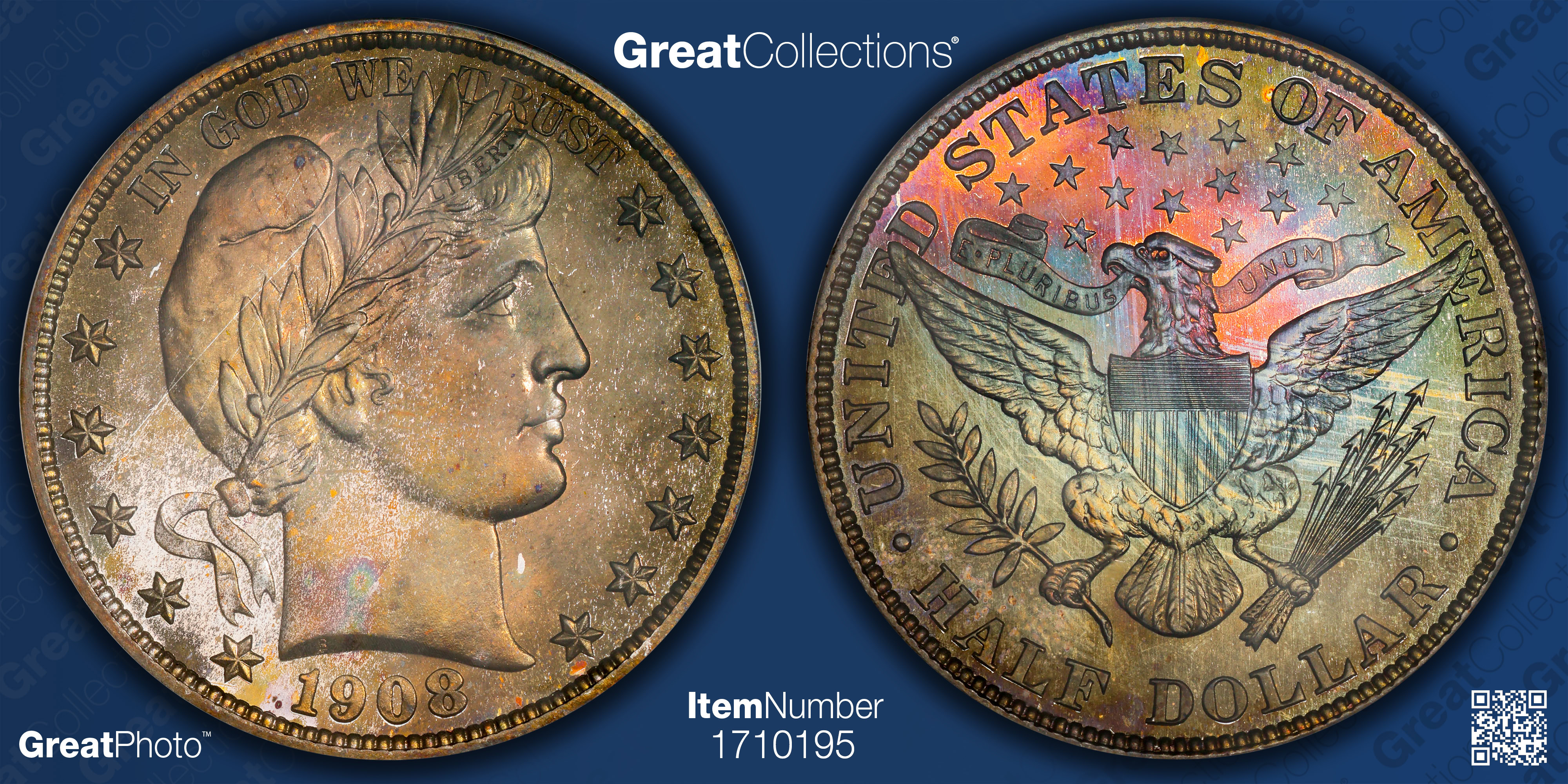 1908 Barber Half Dollar PCGS Proof-67 (Toned) (Item 1710195 ...