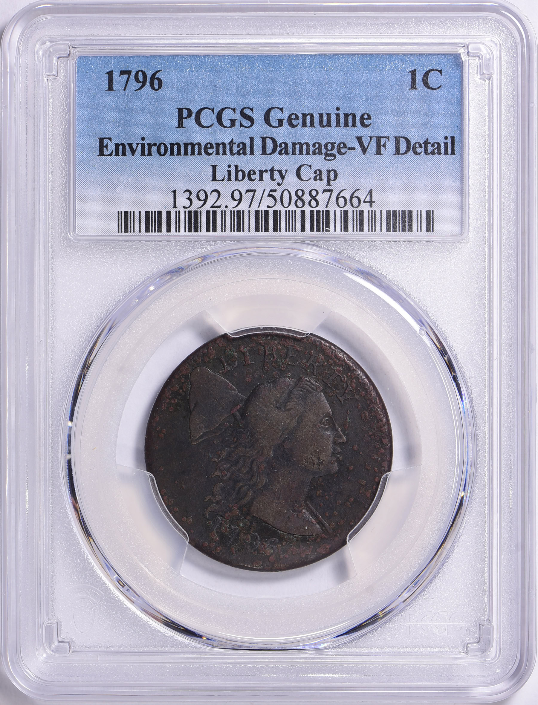 1796 Liberty Cap Cent PCGS Genuine VF Details (Item 1710222 ...