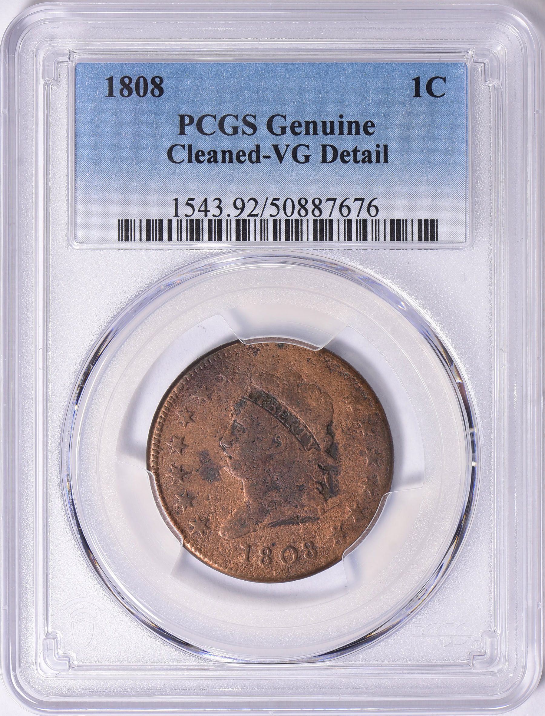 1808 Classic Cent PCGS Genuine VG Details (Item 1710233 ...