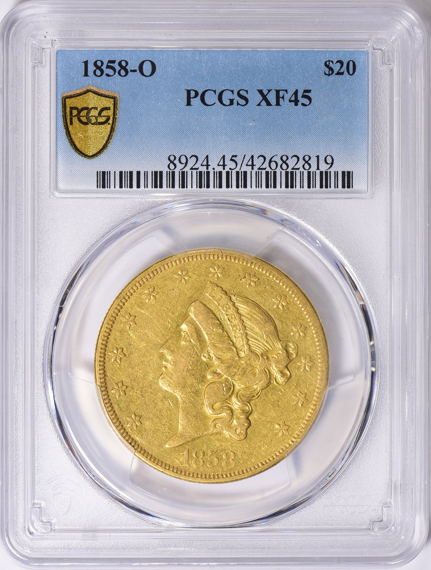 1858-O Liberty Gold Double Eagle PCGS XF-45 (Item 1710275) | GreatCollections Coin Auctions