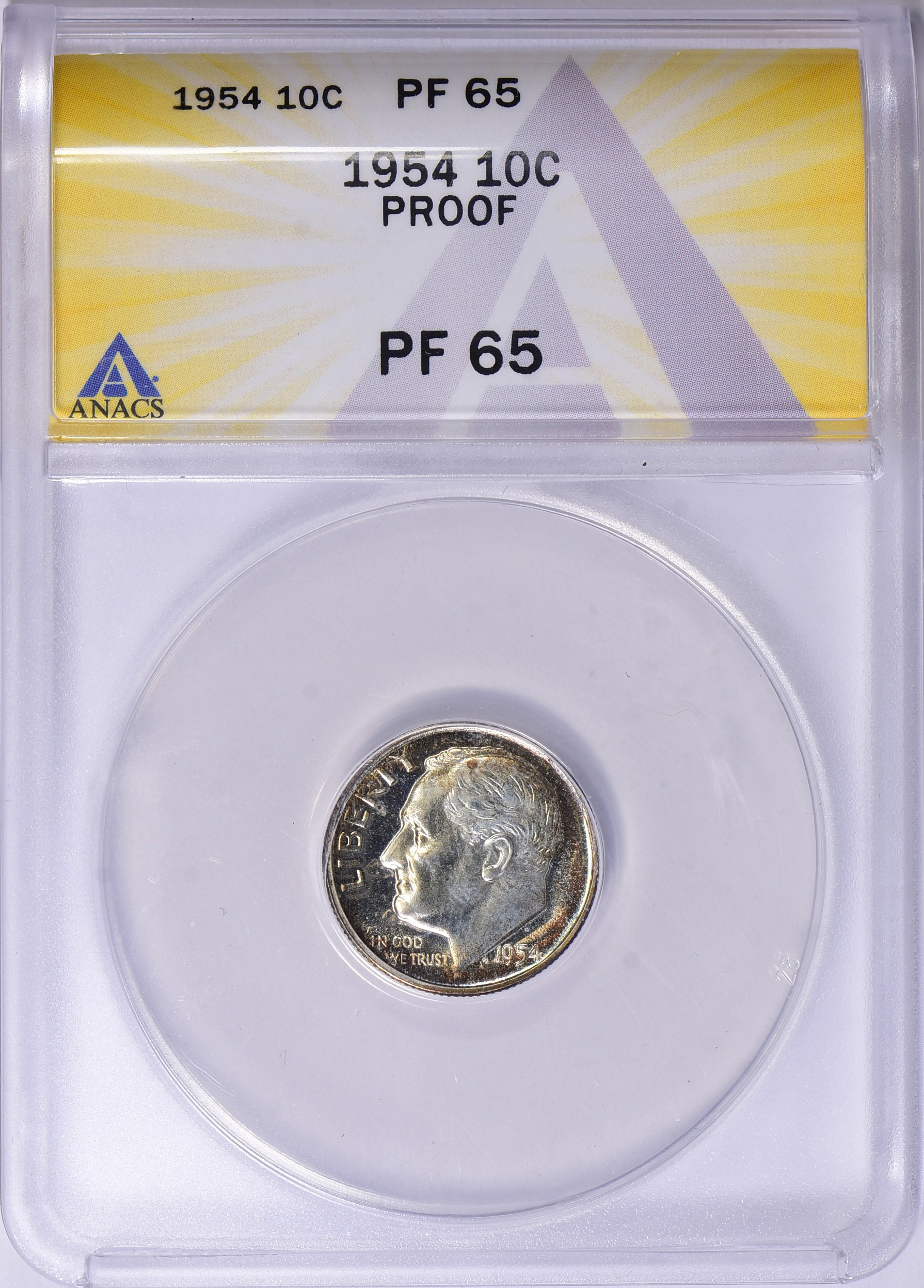 1954 Roosevelt Dime ANACS Proof-65 (Toned) (Item 1710413 ...