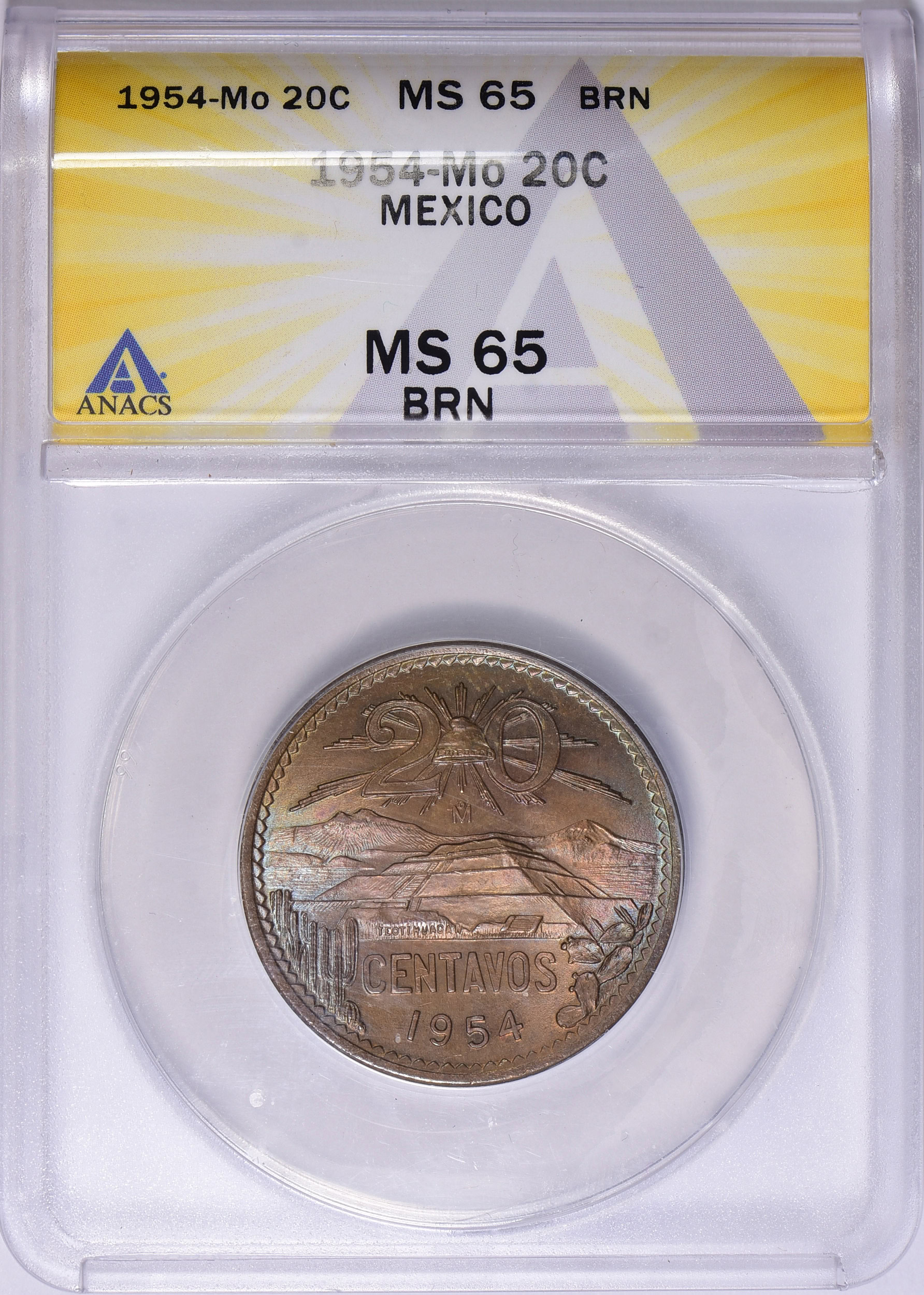 Mexico 1954-Mo 20 Centavos KM-439 ANACS MS-65 BN (Item 1710421 ...