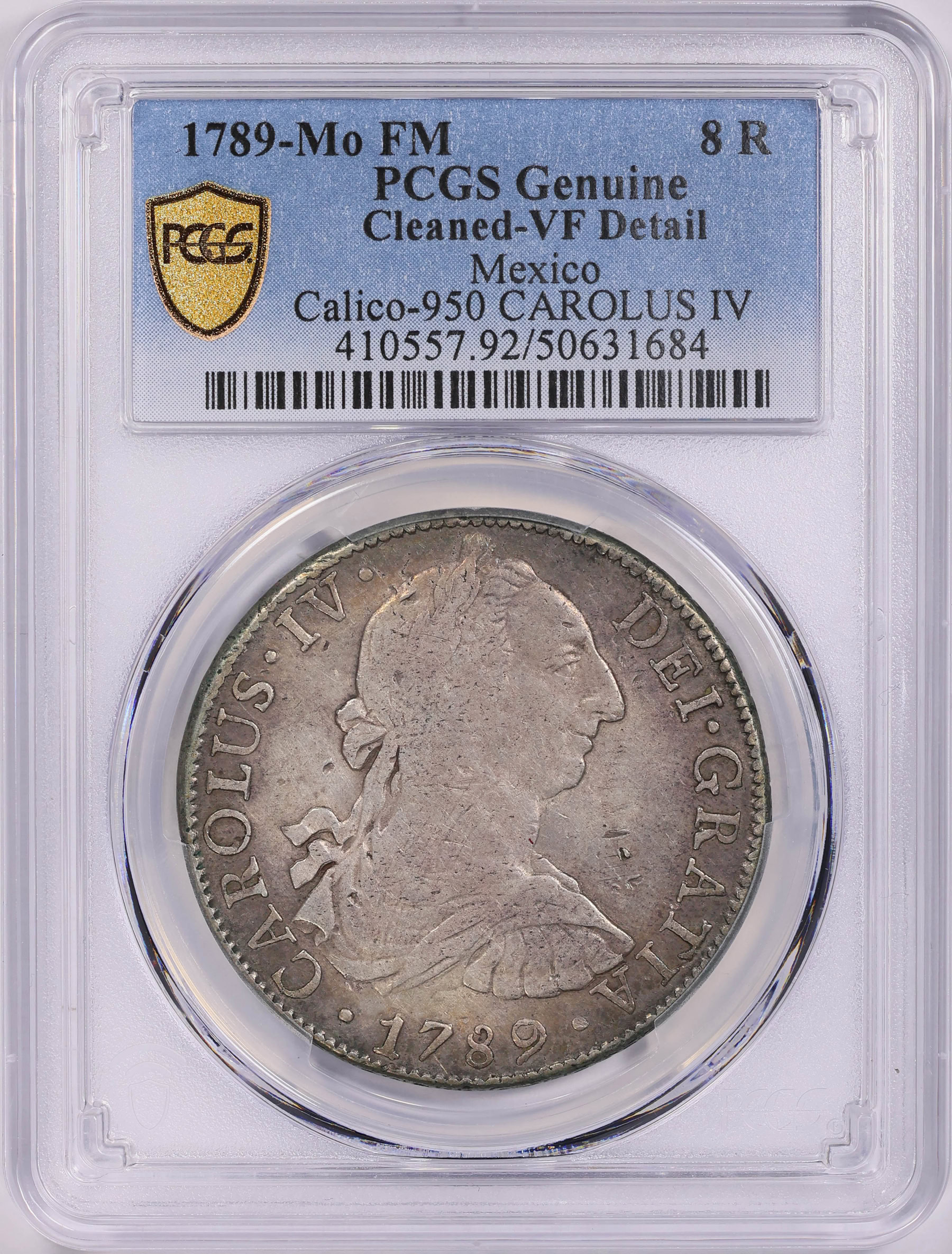 Mexico 1789-Mo FM Silver 8 Reales CAROLUS IV KM-107 PCGS Genuine VF Details (Item 1710536 ...