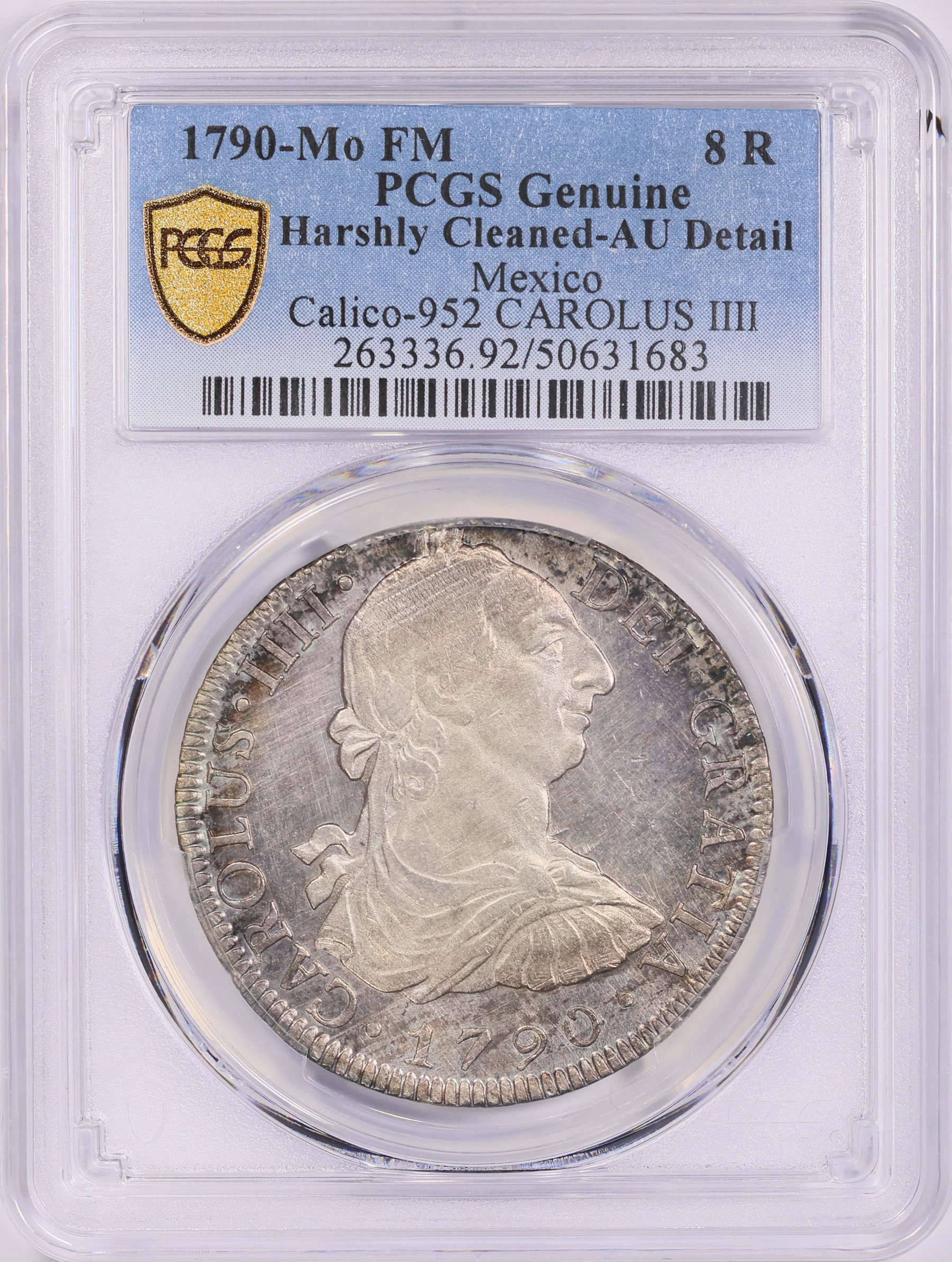 Mexico 1790-Mo FM Silver 8 Reales CAROLUS IIII KM-108 PCGS Genuine AU Details (Item 1710537 ...