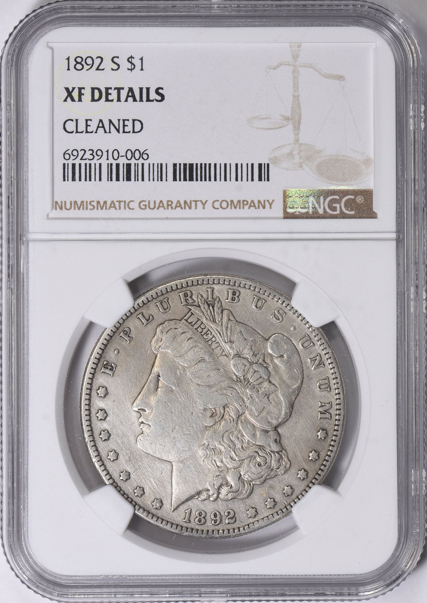 1892-S Morgan Silver Dollar NGC XF Details (Item 1710603) | GreatCollections Coin Auctions
