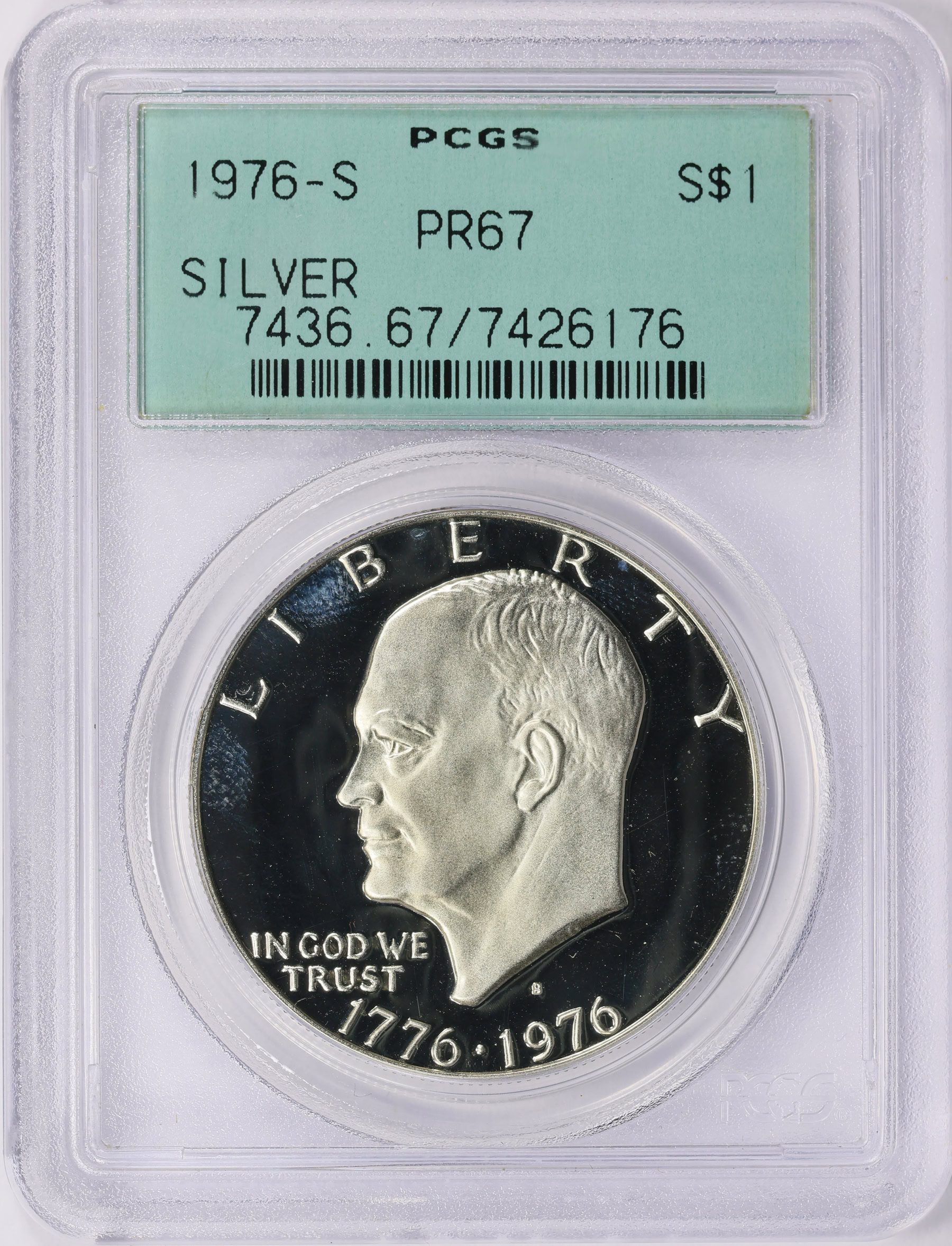 1976-S Eisenhower Dollar Silver PCGS Proof-67 OGH (Item 1710737) | GreatCollections Coin Auctions