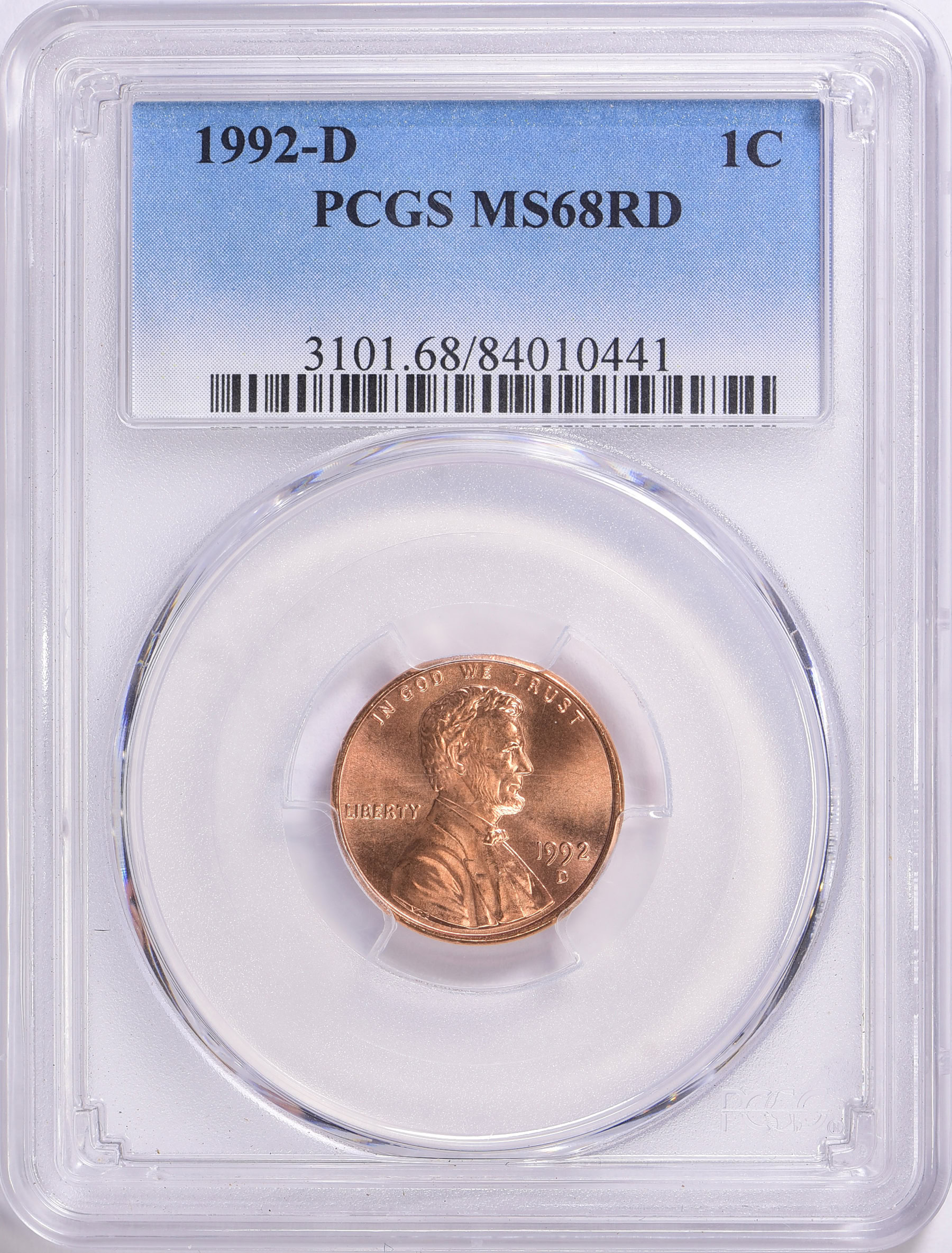 1992-D Lincoln Cent PCGS MS-68 RD (Item 1710754) | GreatCollections ...