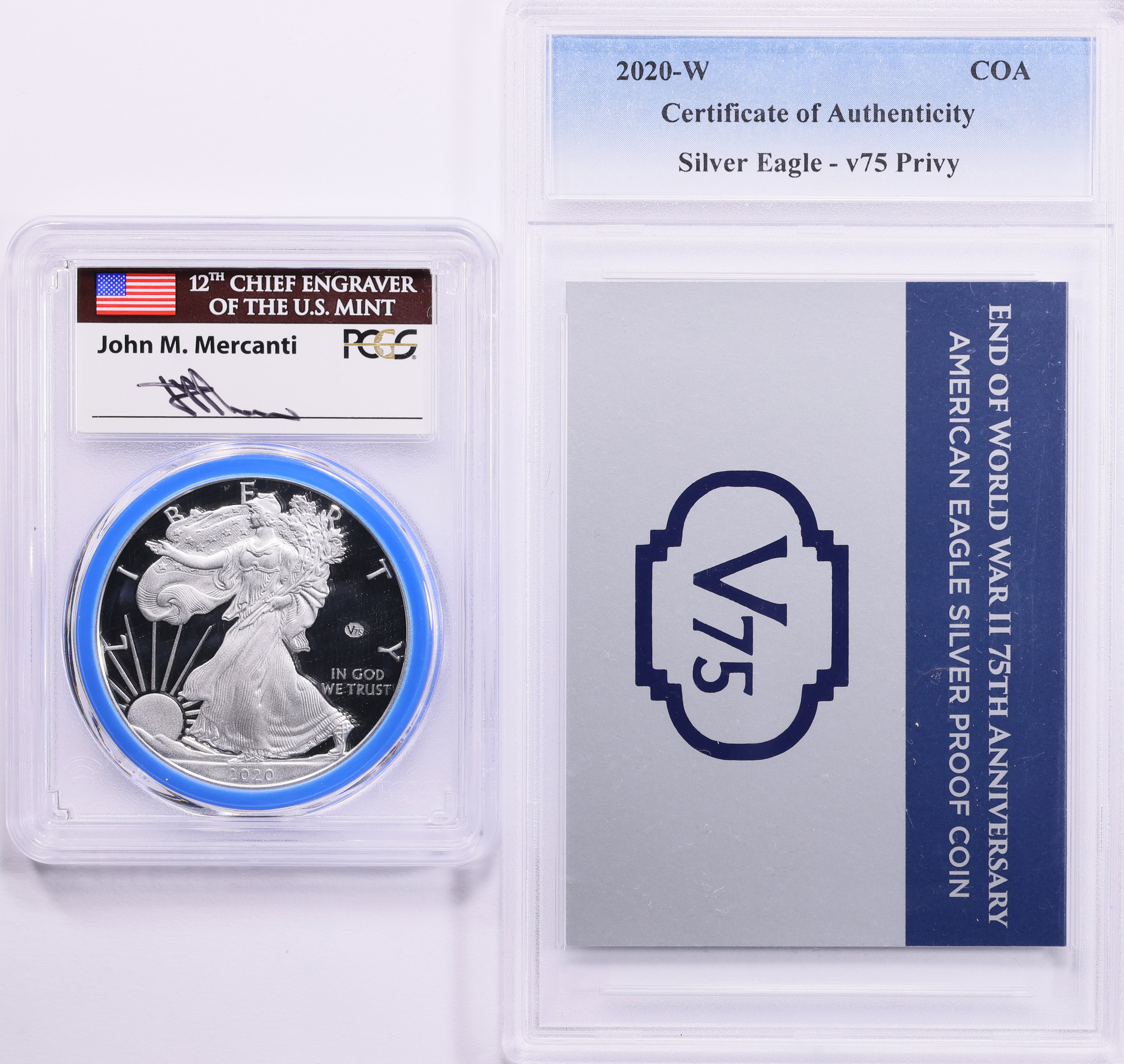 2020-W $1 Silver Eagle V75 Privy Mint Engraver Series First Day of ...