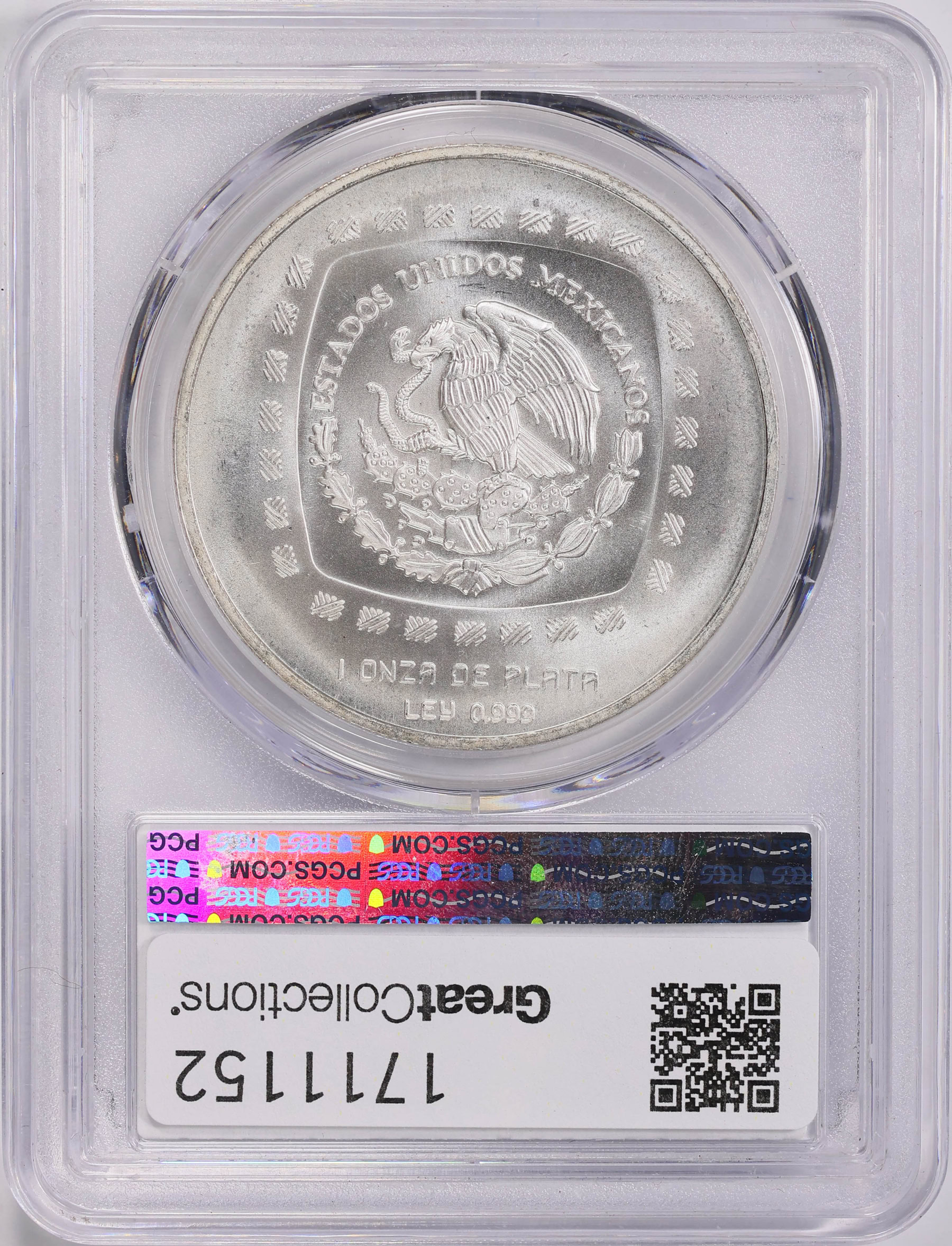 Mexico 1996-Mo Silver 5 Pesos Olmec Series El Luchador KM-595 PCGS MS ...