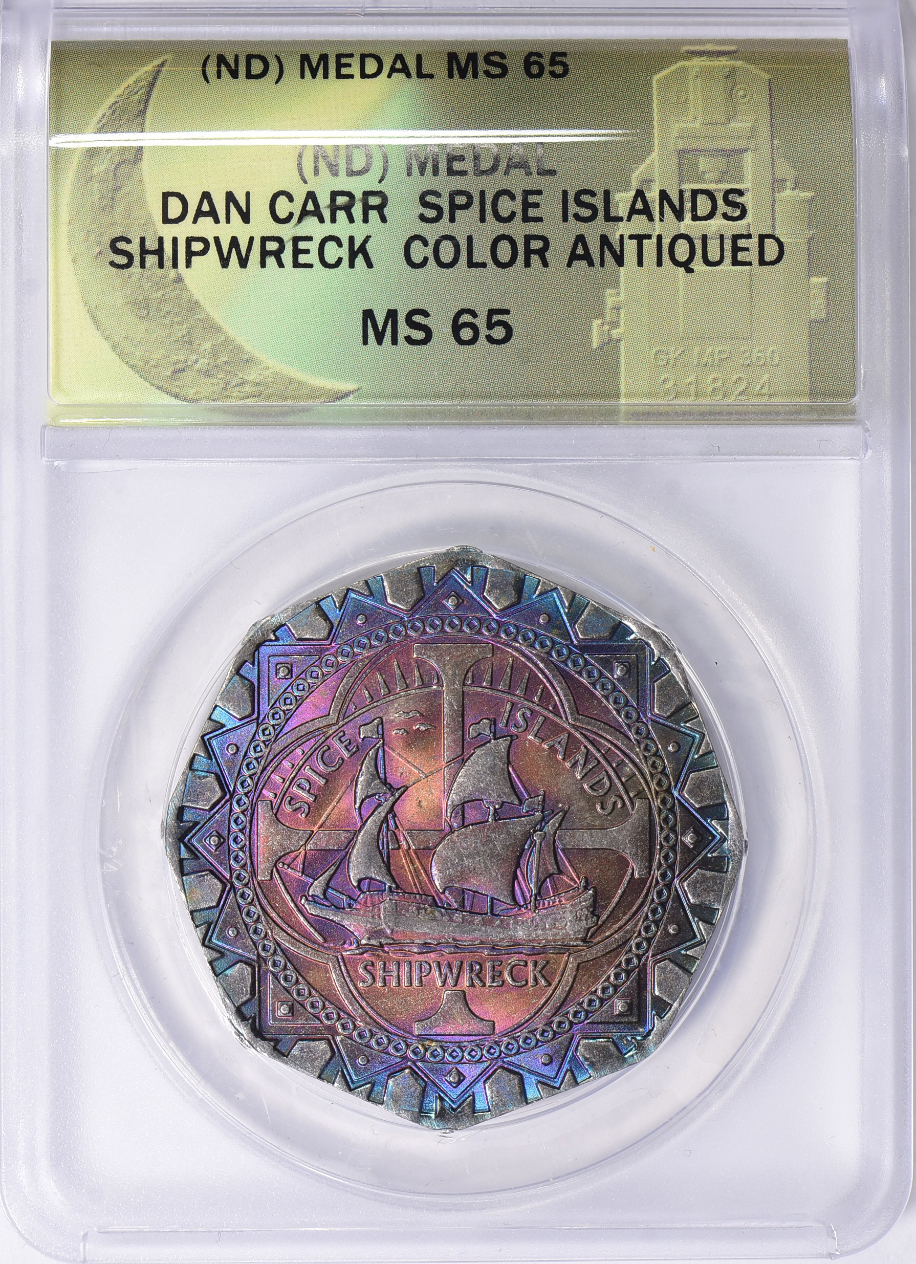 ND Antiqued Color Silver Spice Islands Shipwreck Daniel Carr Medal ...