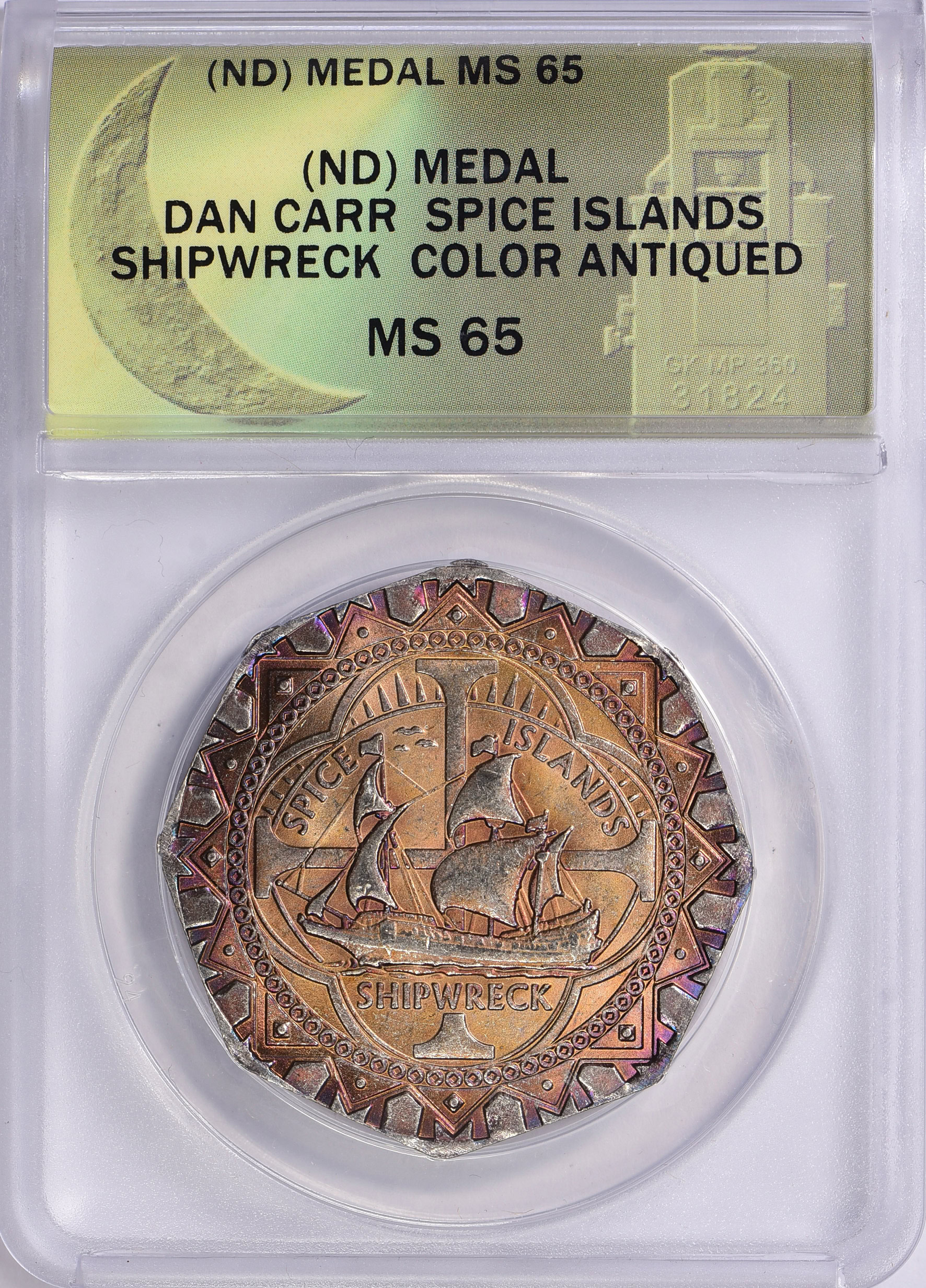 ND Antiqued Color Silver Spice Islands Shipwreck Daniel Carr Medal ...