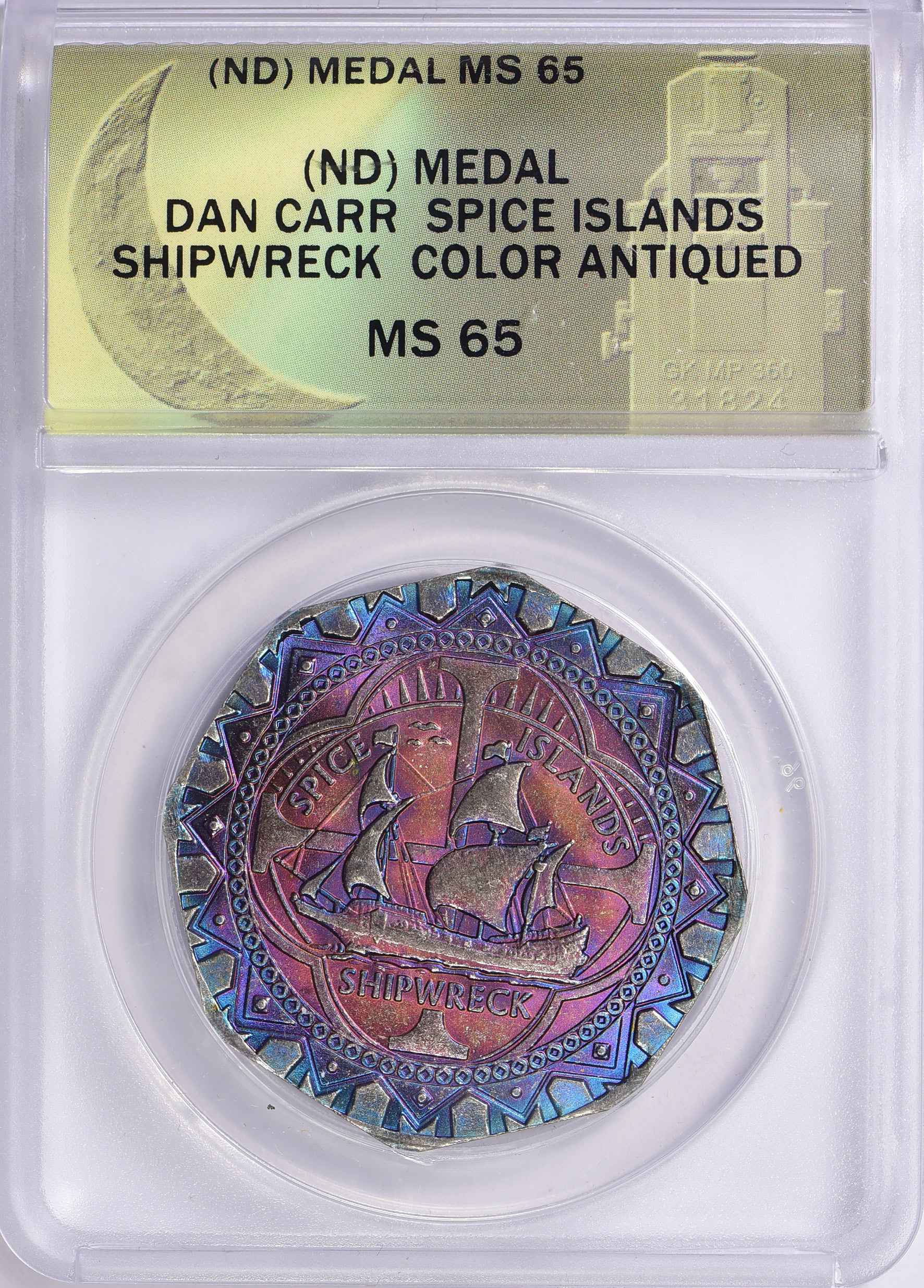 ND Antiqued Color Silver Spice Islands Shipwreck Daniel Carr Medal ...