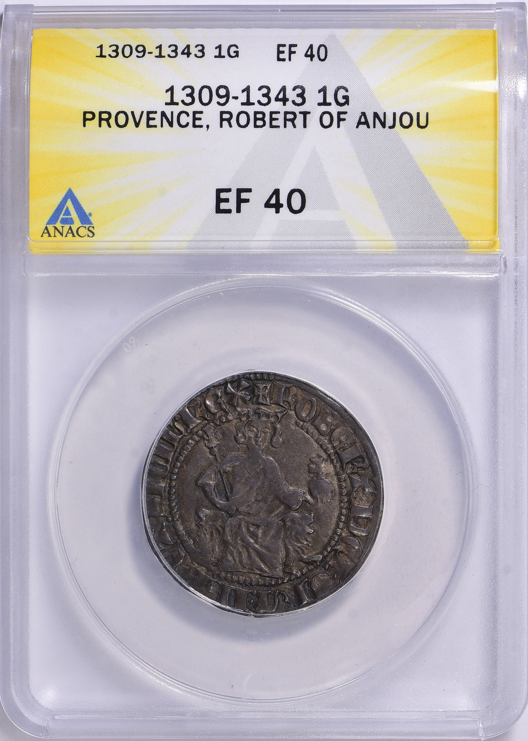 France - Provence ND (1309-43) Silver Carlin of Robert of Anjou ANACS XF-40 (Item 1711278 ...