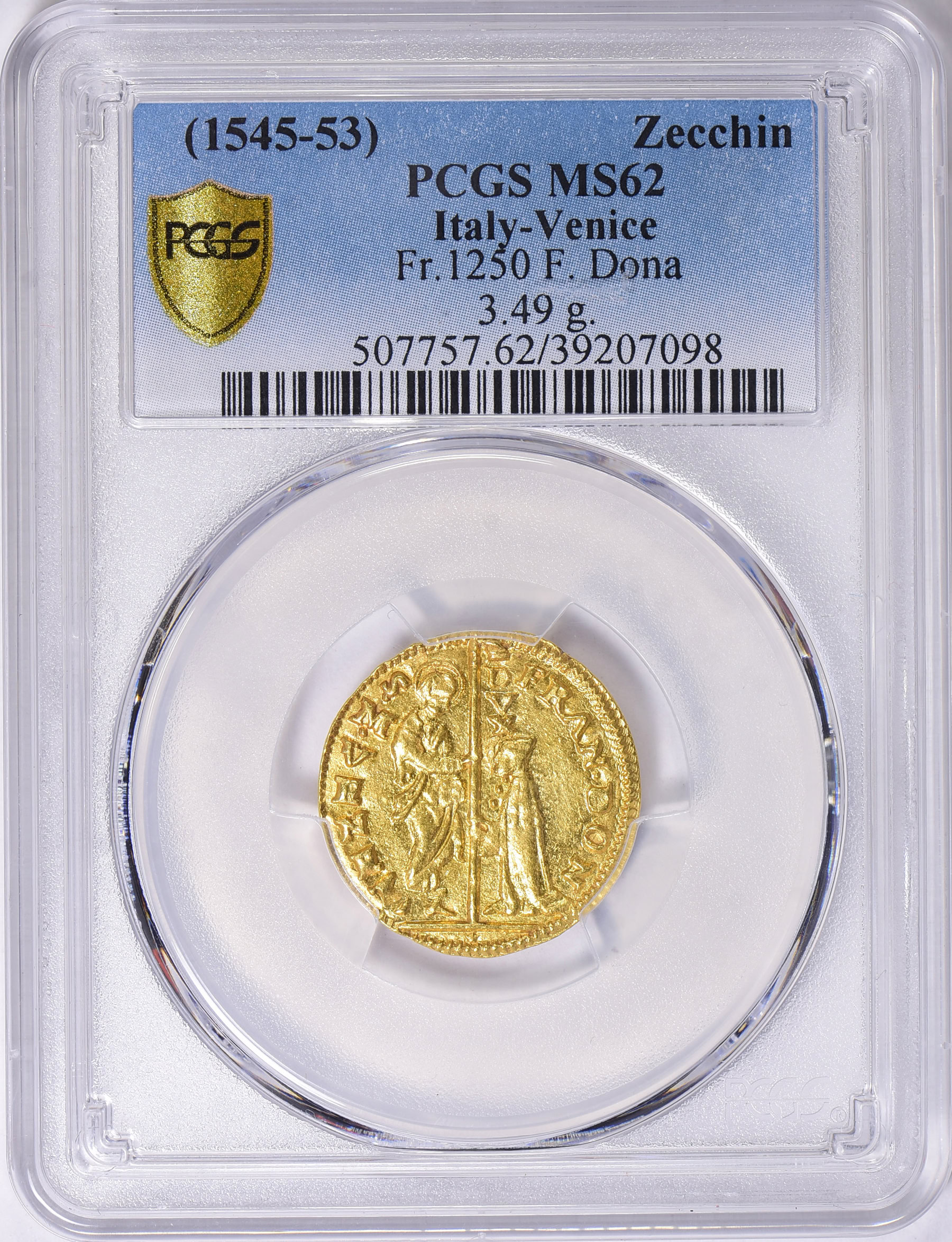 Italy - Venice ND (1545-53) Gold Zecchino of Francesco Dona PCGS MS-62 ...
