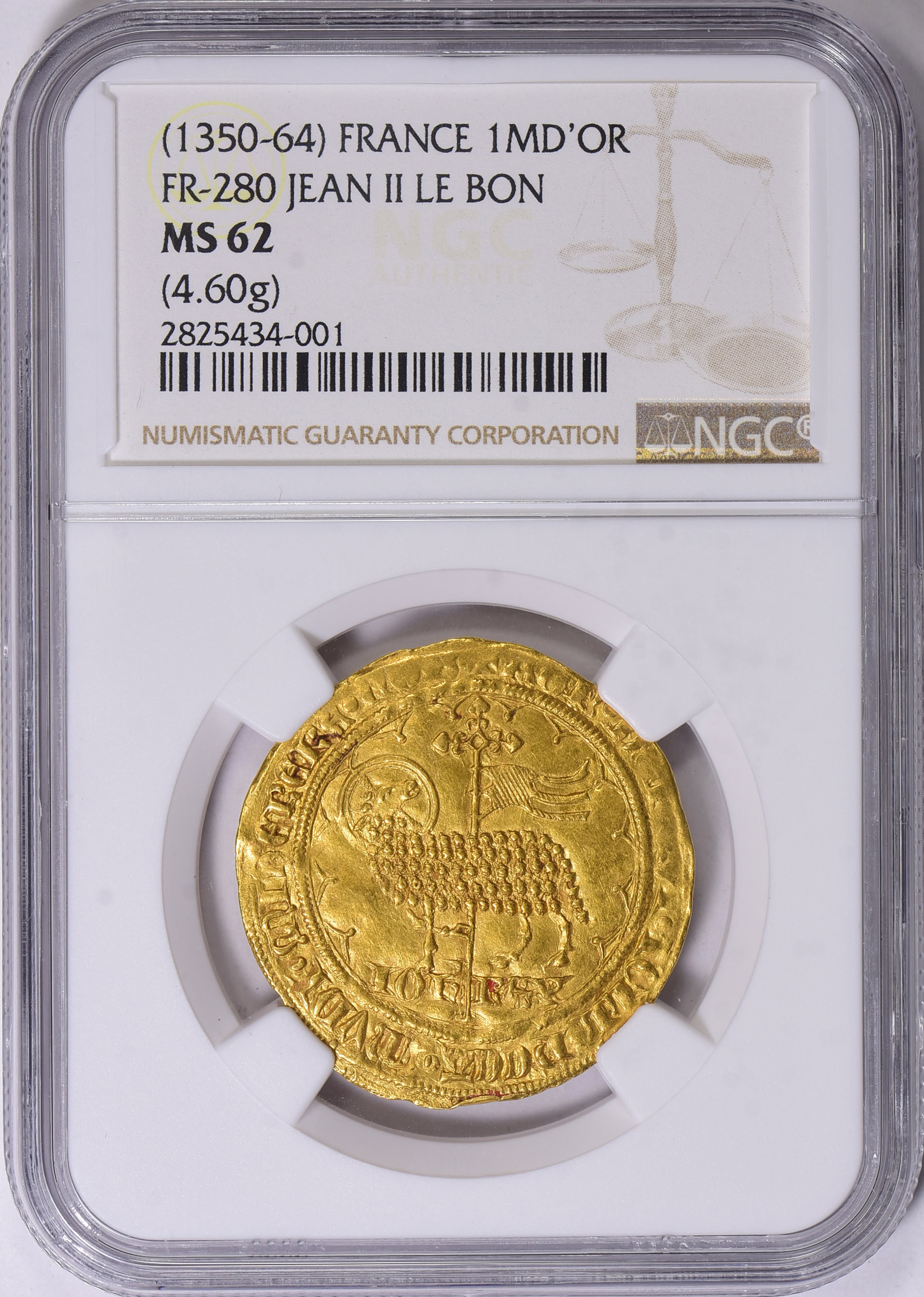 France ND (1350-64) Gold Mouton D'Or of Jean II Le Bon NGC MS-62 (4 ...