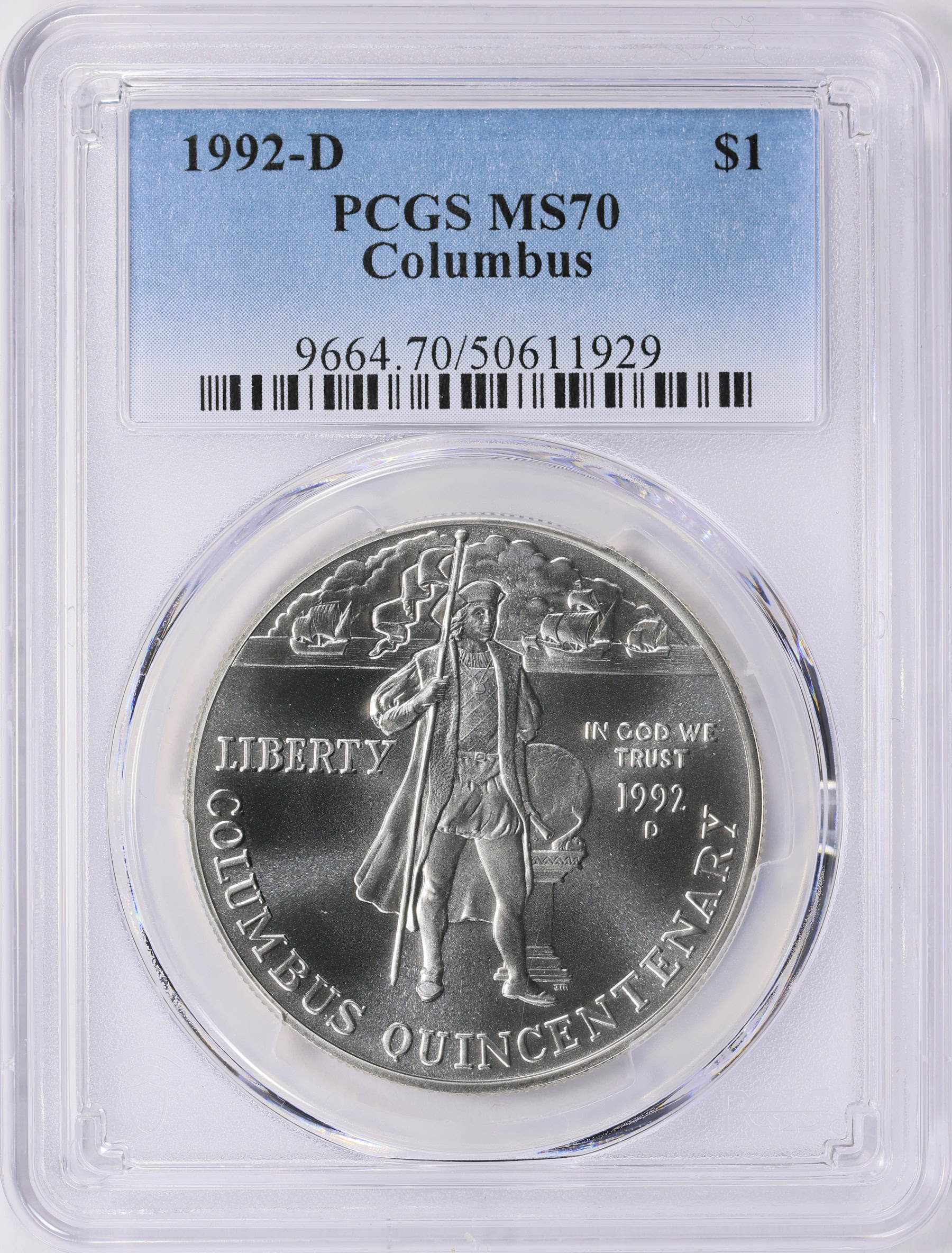 1992-D Christopher Columbus Quincentenary Silver Dollar PCGS MS-70 ...