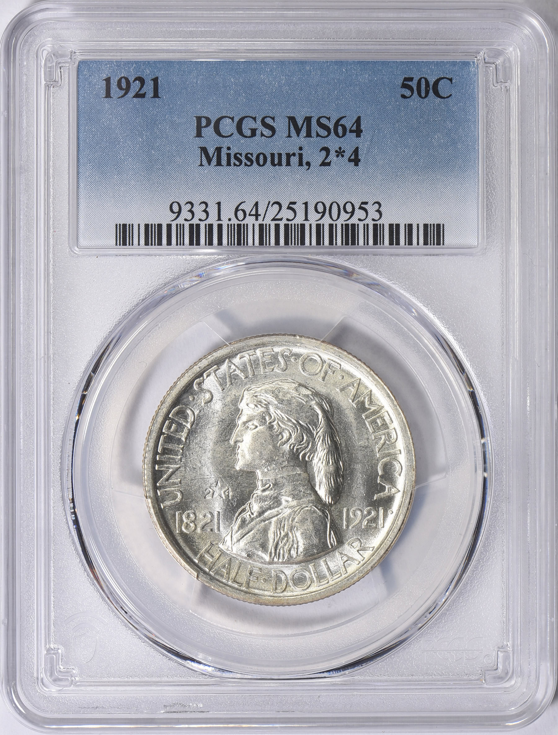 1921 Missouri Centennial Half Dollar 2x4 PCGS MS-64 (Item 1712122 ...