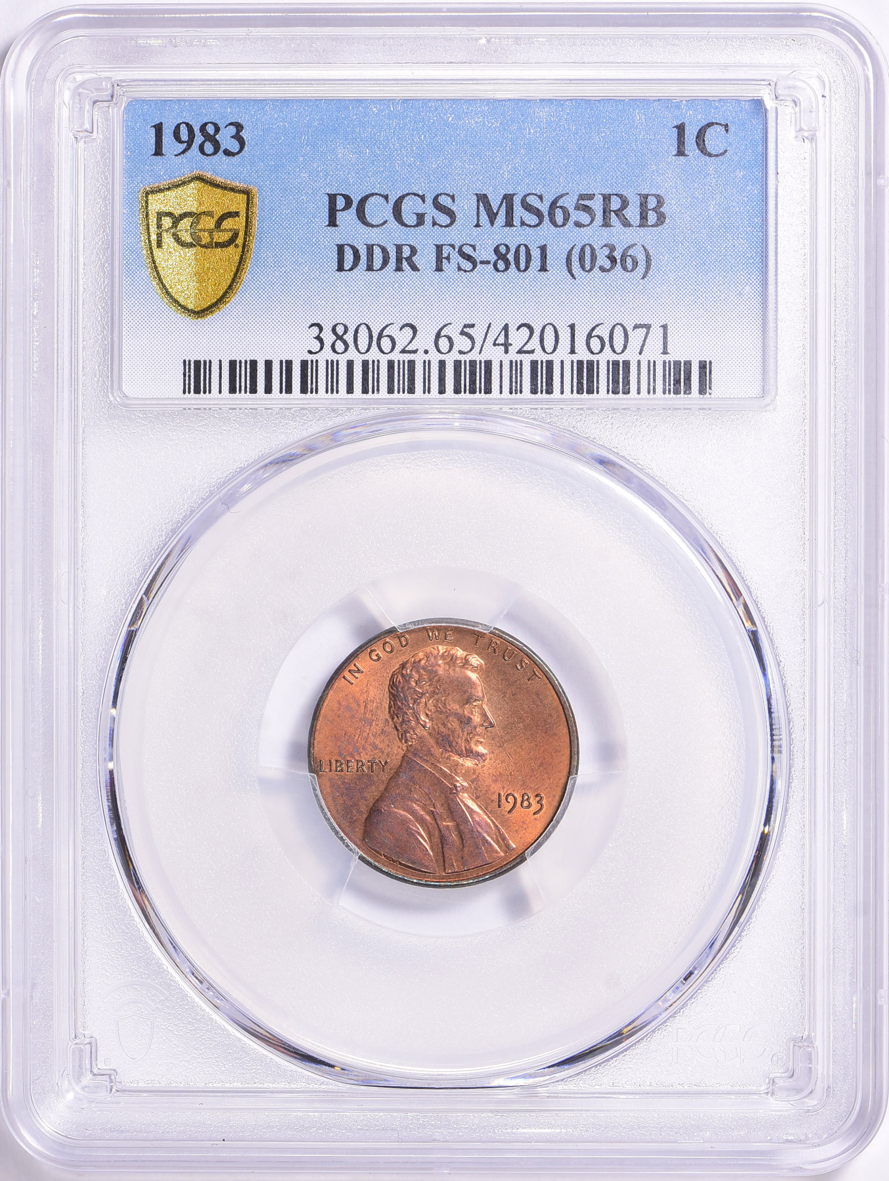 1983 Lincoln Cent Doubled Die Reverse FS-801 (036) PCGS MS-65 RB (Toned ...