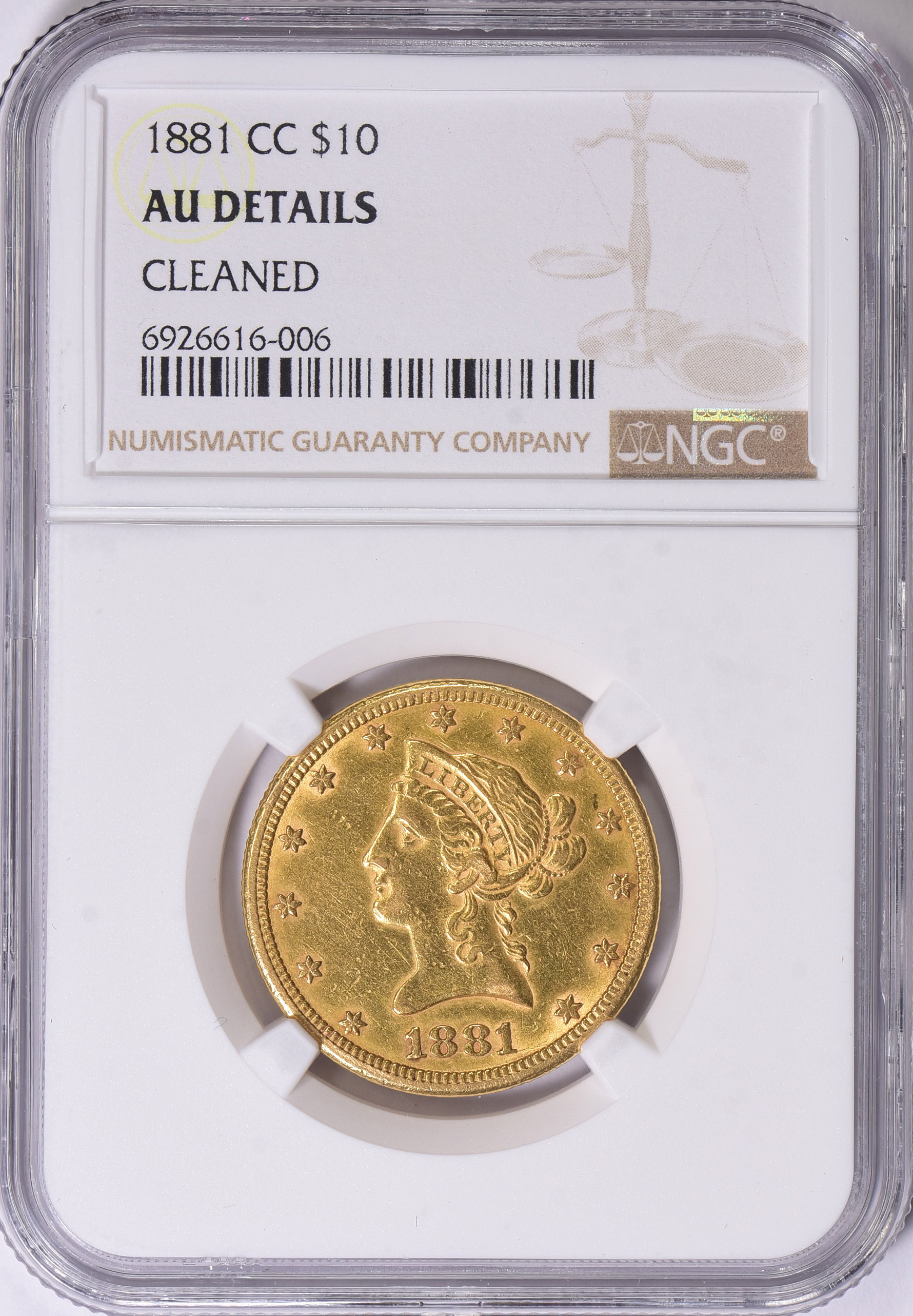 1881-CC Liberty Gold Eagle NGC AU Details (Item 1712186) | GreatCollections Coin Auctions