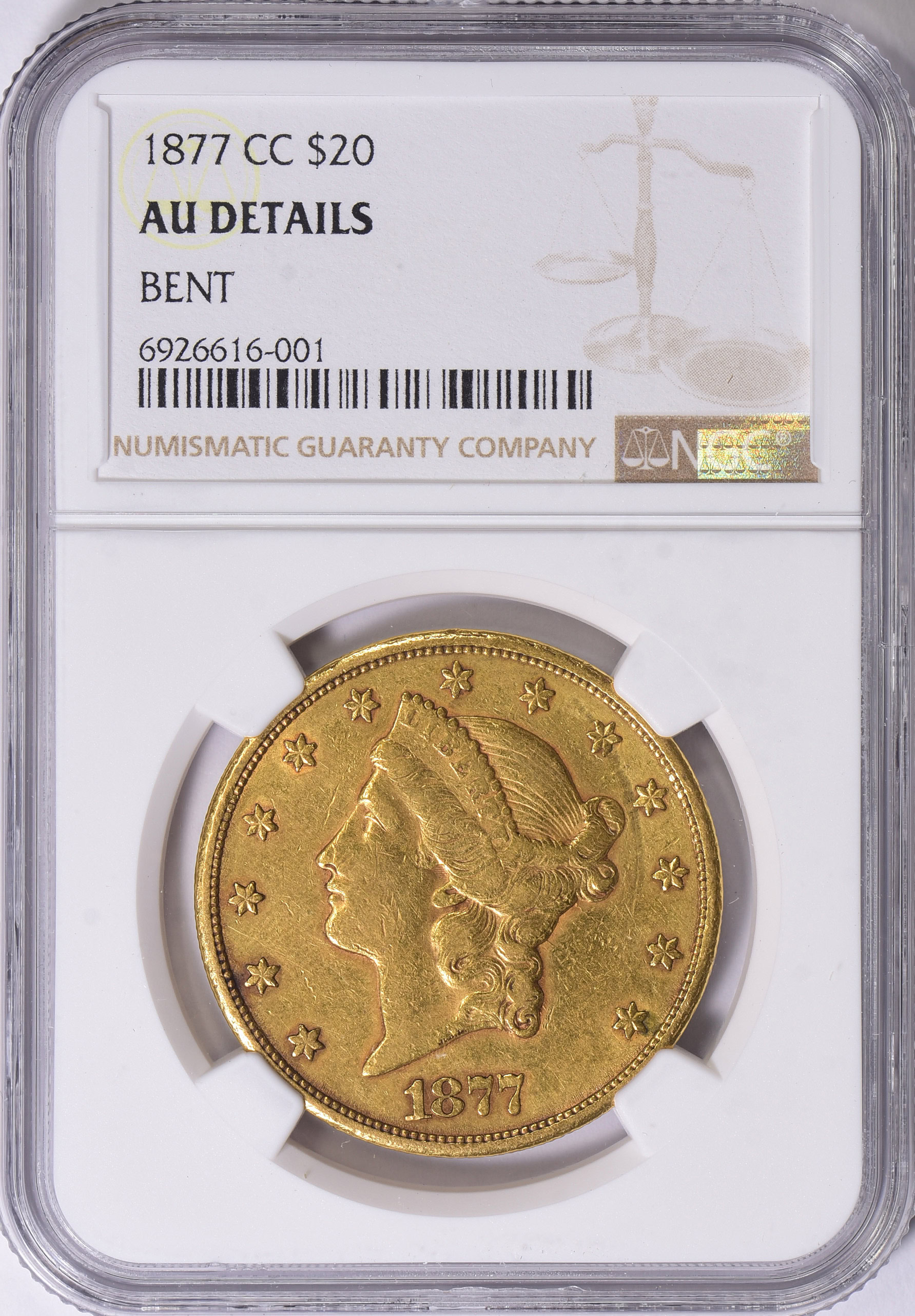 1877-CC Liberty Gold Double Eagle NGC AU Details (Item 1712187) | GreatCollections Coin Auctions
