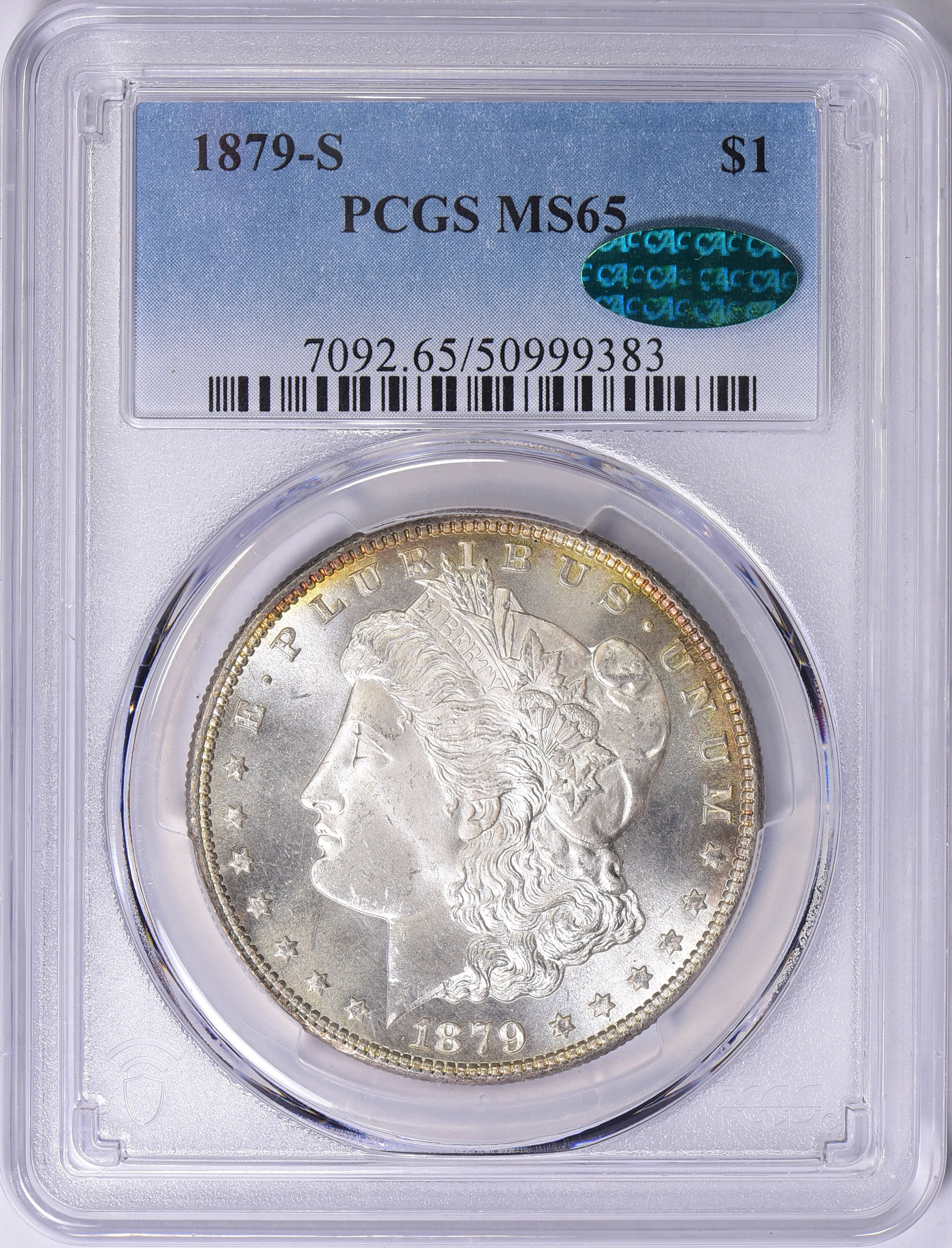 1879-S Morgan Silver Dollar PCGS MS-65 (CAC Green) (Toned) (Item 1712585) | GreatCollections ...