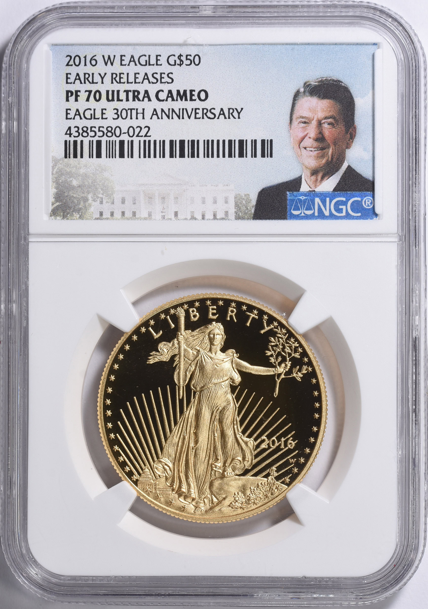 2016-W $50 One-Ounce Gold American Eagle Early Releases 30th Anniversary NGC Proof-70 UC (Ronald ...