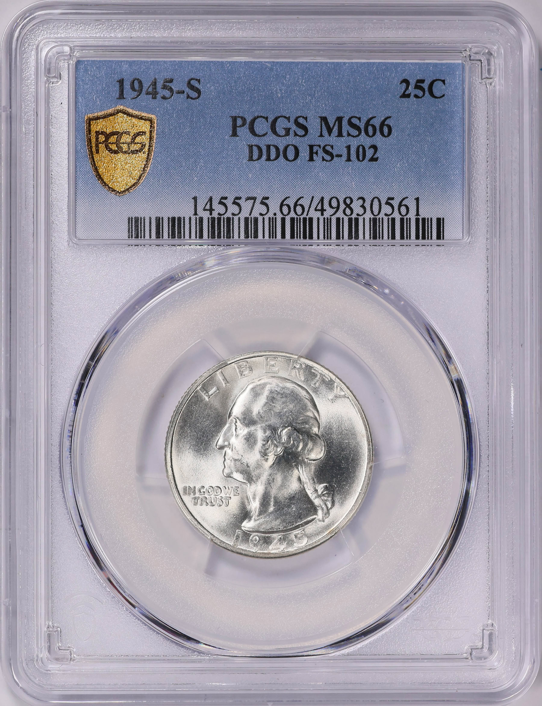 1945-S Washington Quarter Doubled Die Obverse FS-102 PCGS MS-66 (Item 1712616 ...