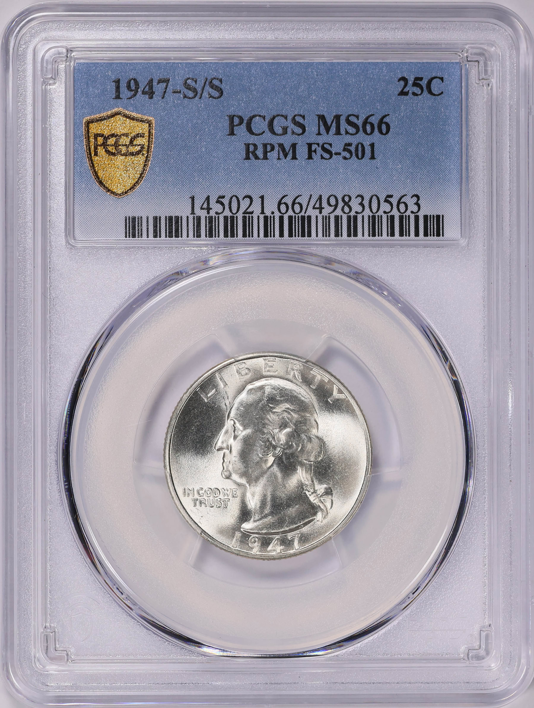 1947-S/S Washington Quarter Repunched Mintmark FS-501 PCGS MS-66 (Item 1712617 ...