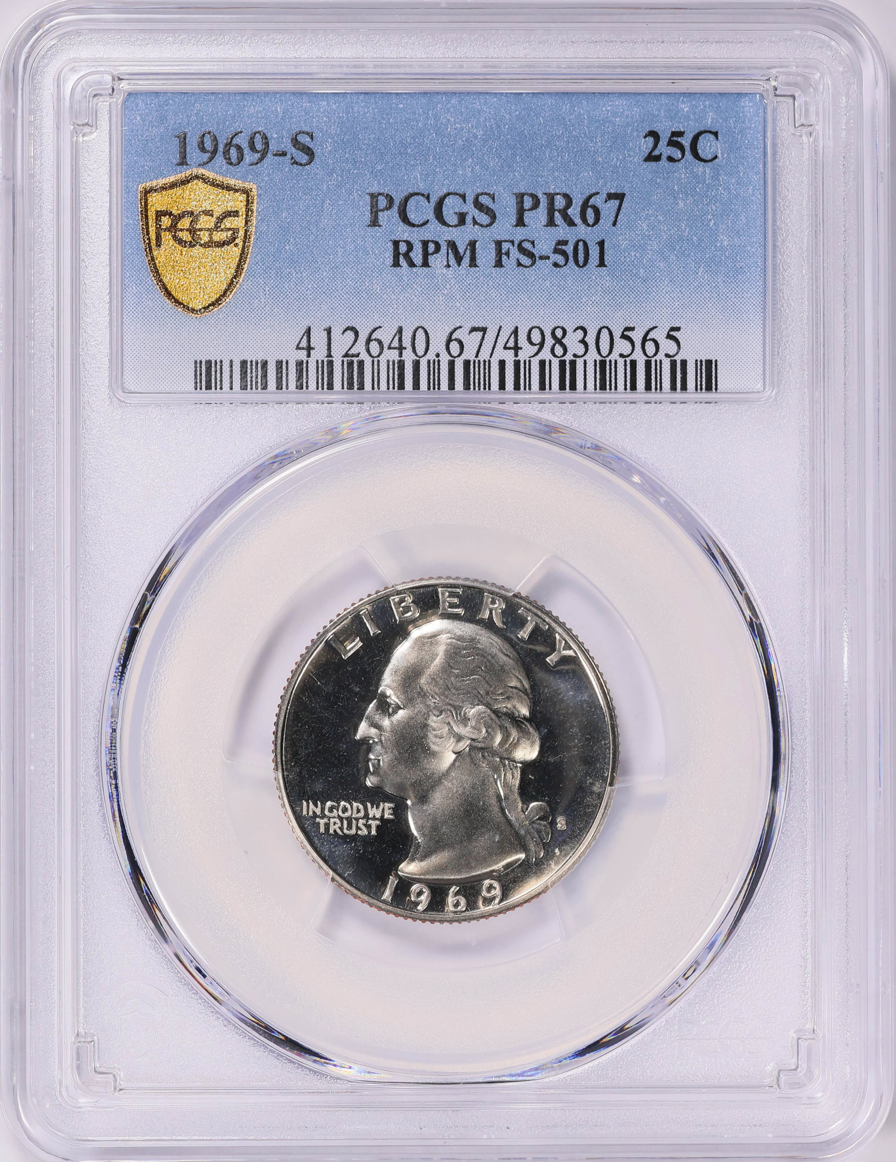 1969-S Washington Quarter Repunched Mintmark FS-501 PCGS Proof-67 (Item 1712619 ...
