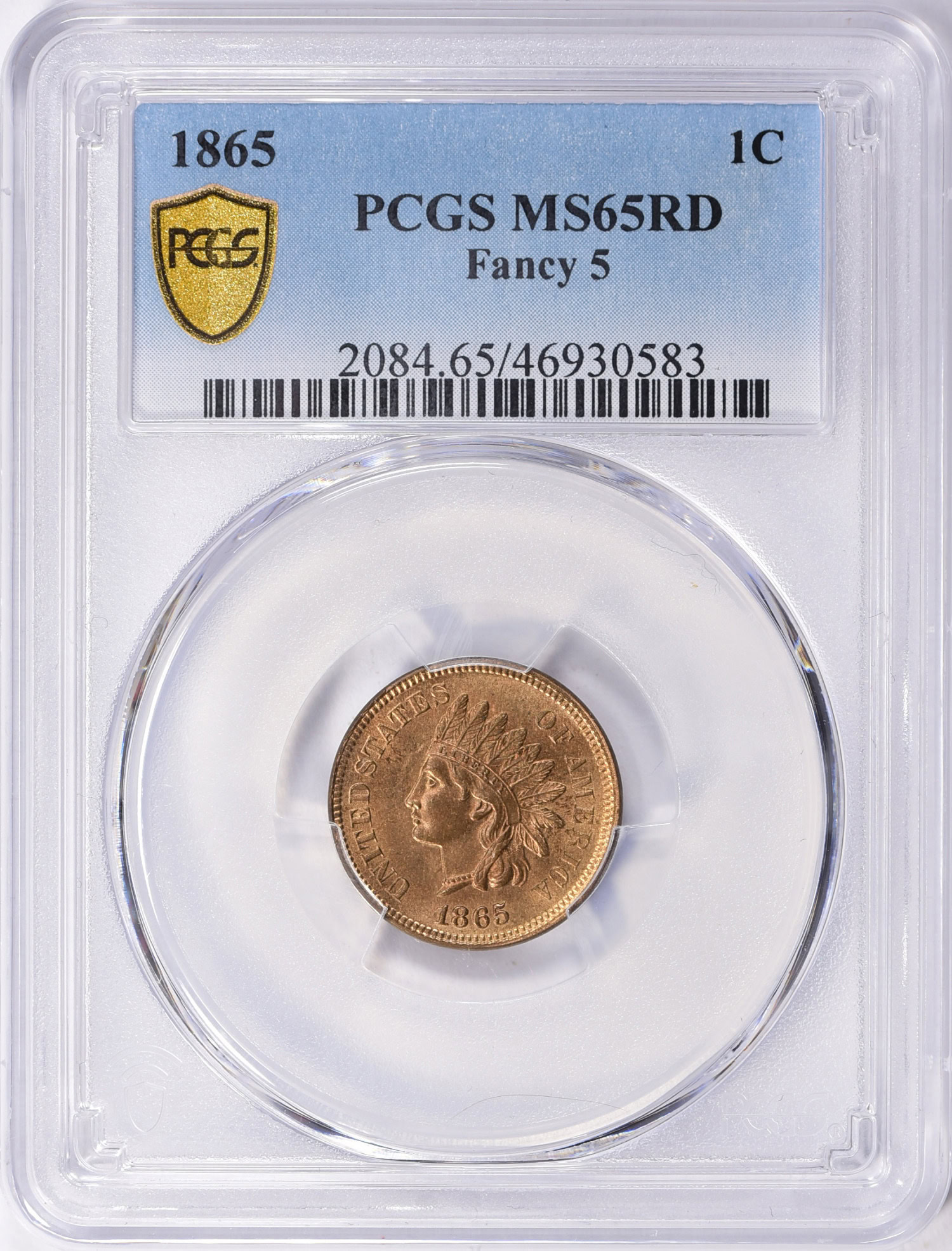 1865 Indian Cent Fancy 5 PCGS MS-65 RD (Item 1712623) | GreatCollections Coin Auctions