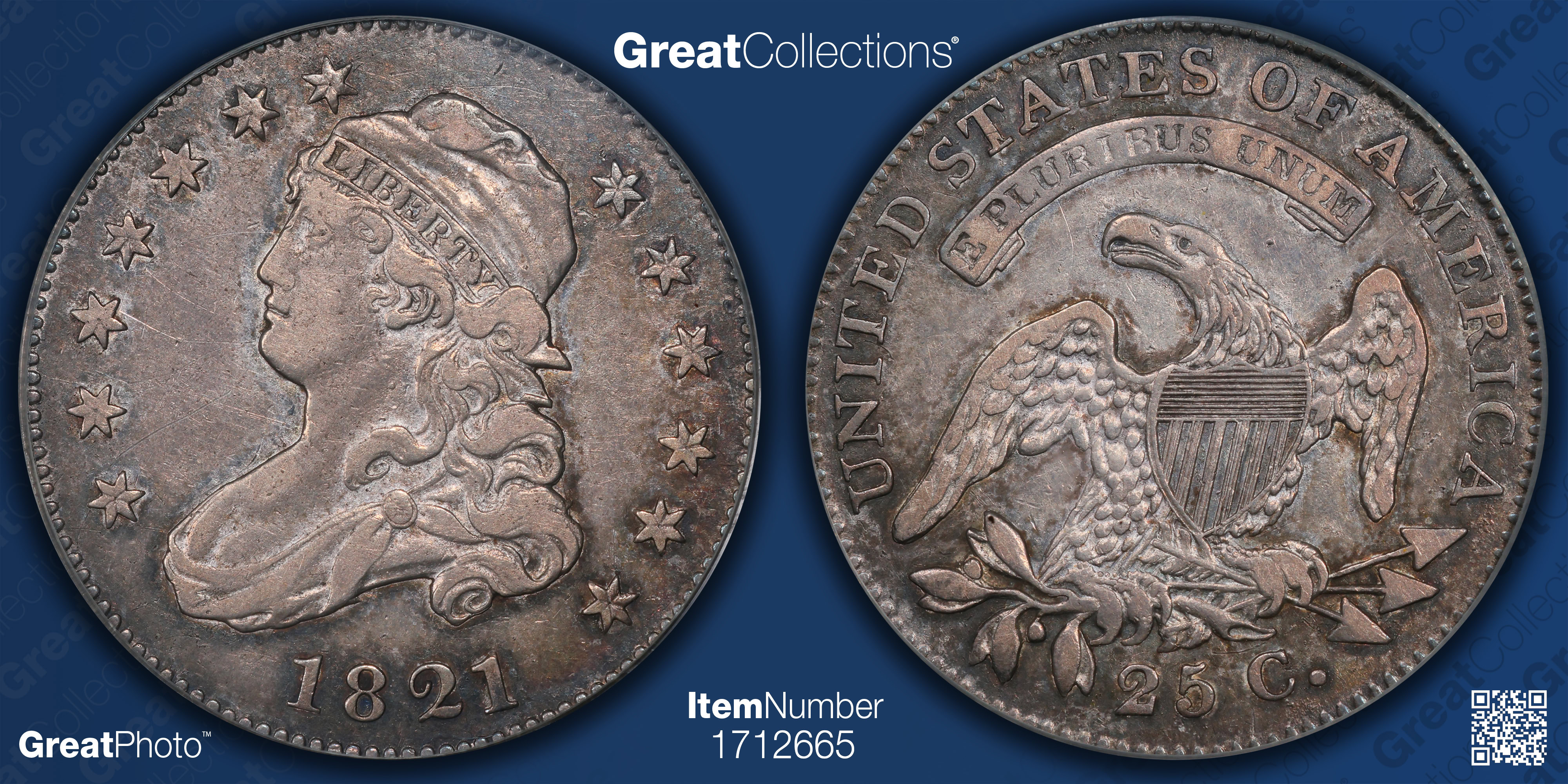 1821 Capped Bust Quarter PCGS XF-40 (Item 1712665) | GreatCollections ...