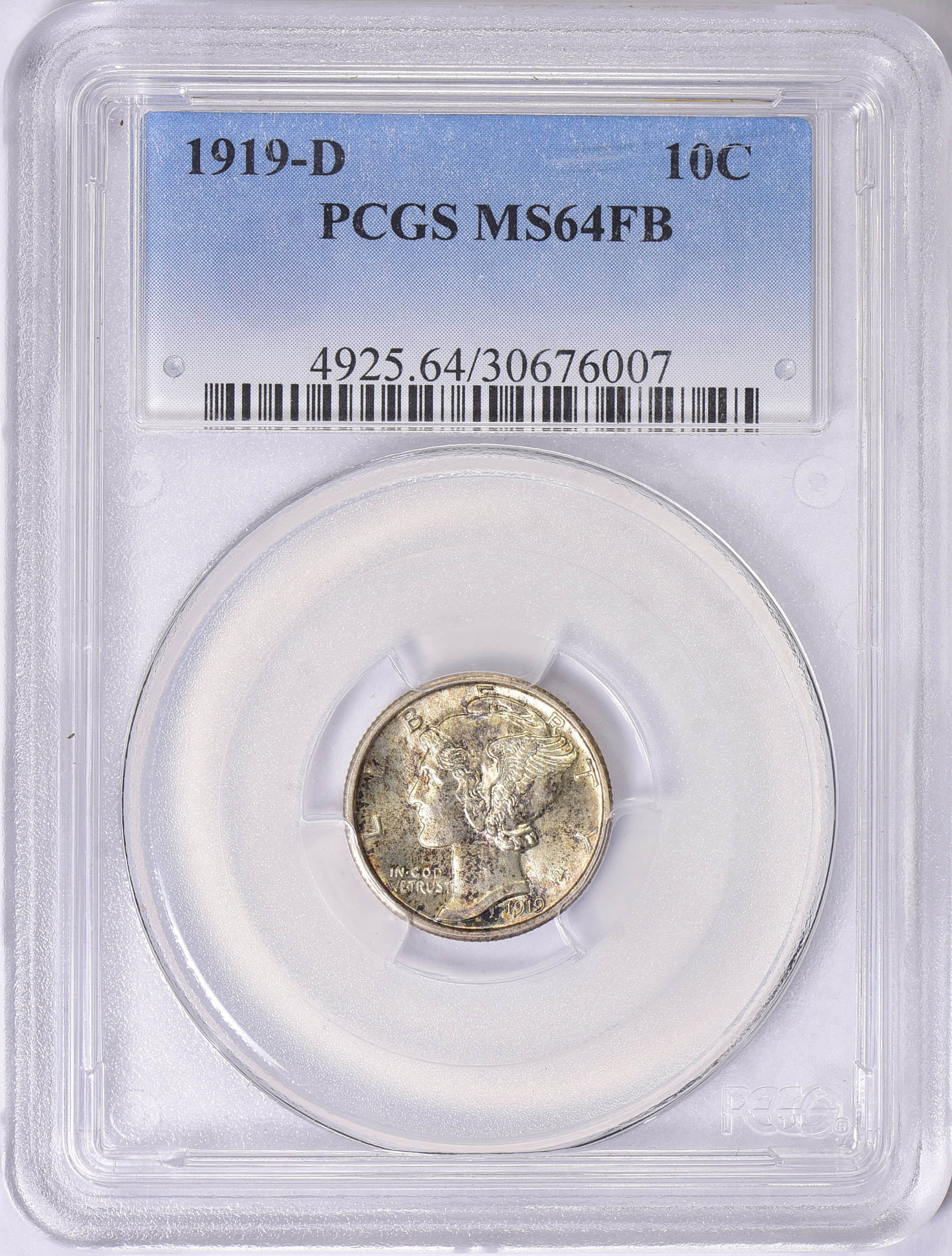 1919-D Mercury Dime PCGS MS-64 FB (Toned) (Item 1712667) | GreatCollections Coin Auctions