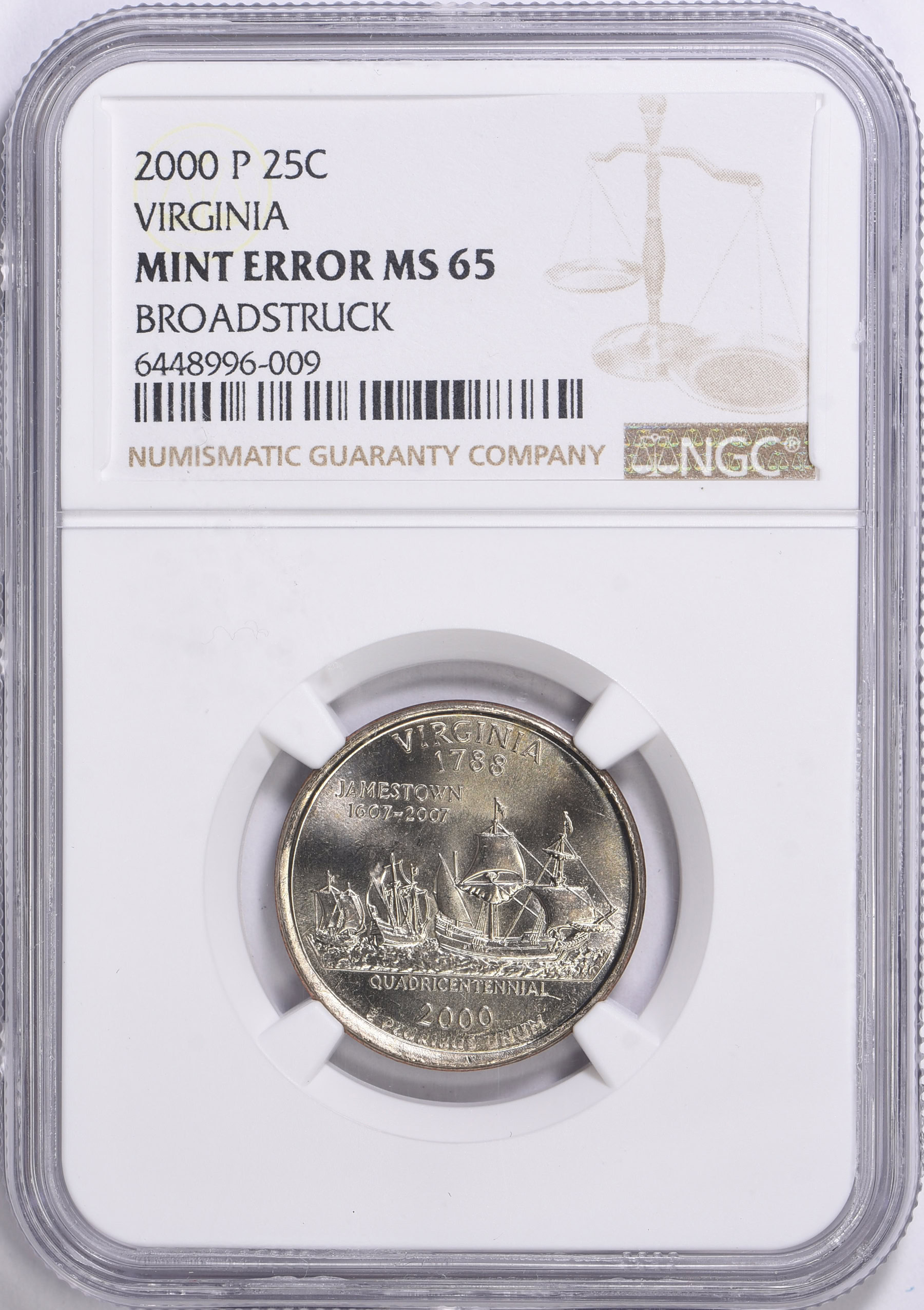 Mint Error 2000-P State Quarter Virginia Broadstruck NGC MS-65 | NGC ...