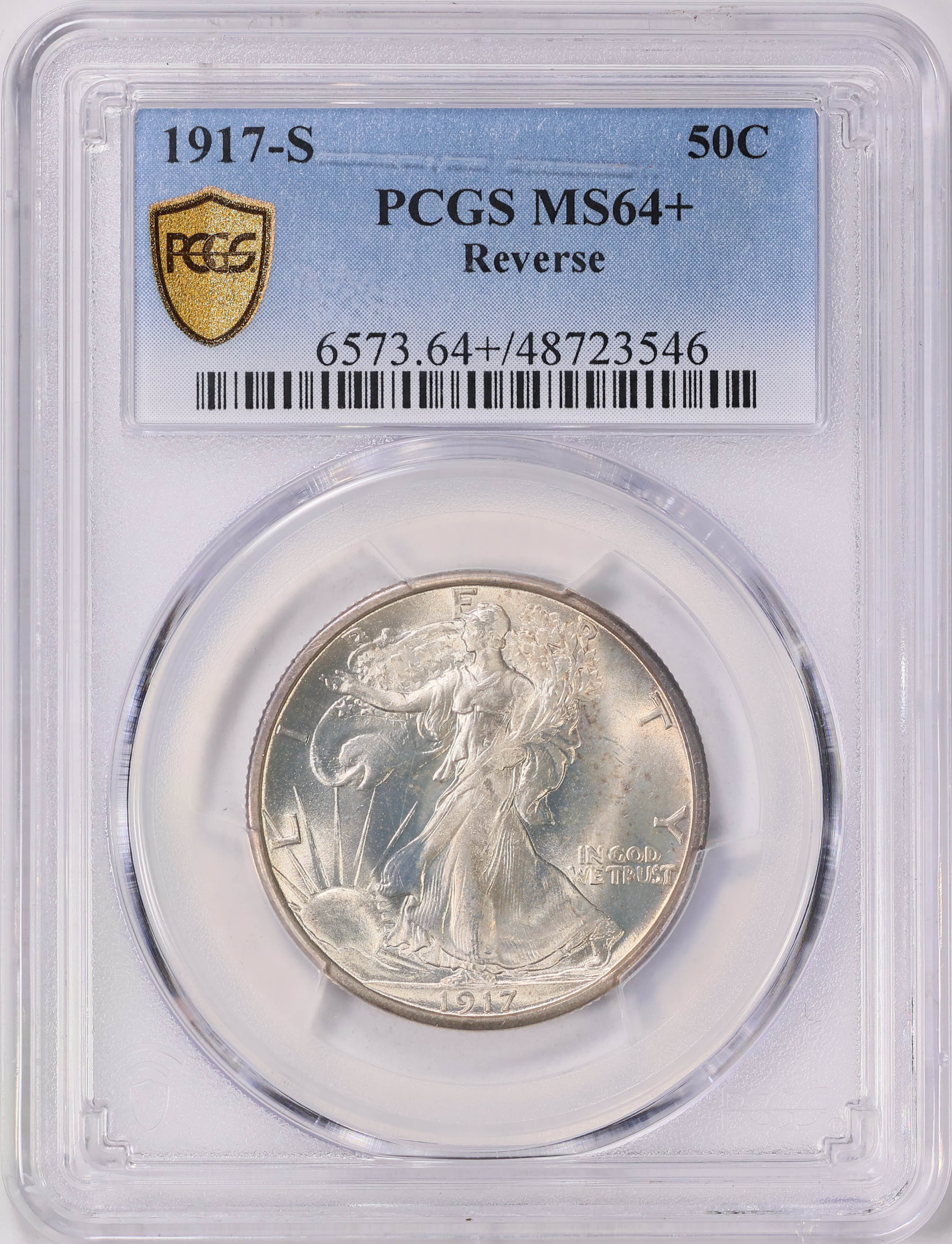 1917-S Walking Liberty Half Dollar Reverse Mintmark PCGS MS-64+ (Item 1712696 ...