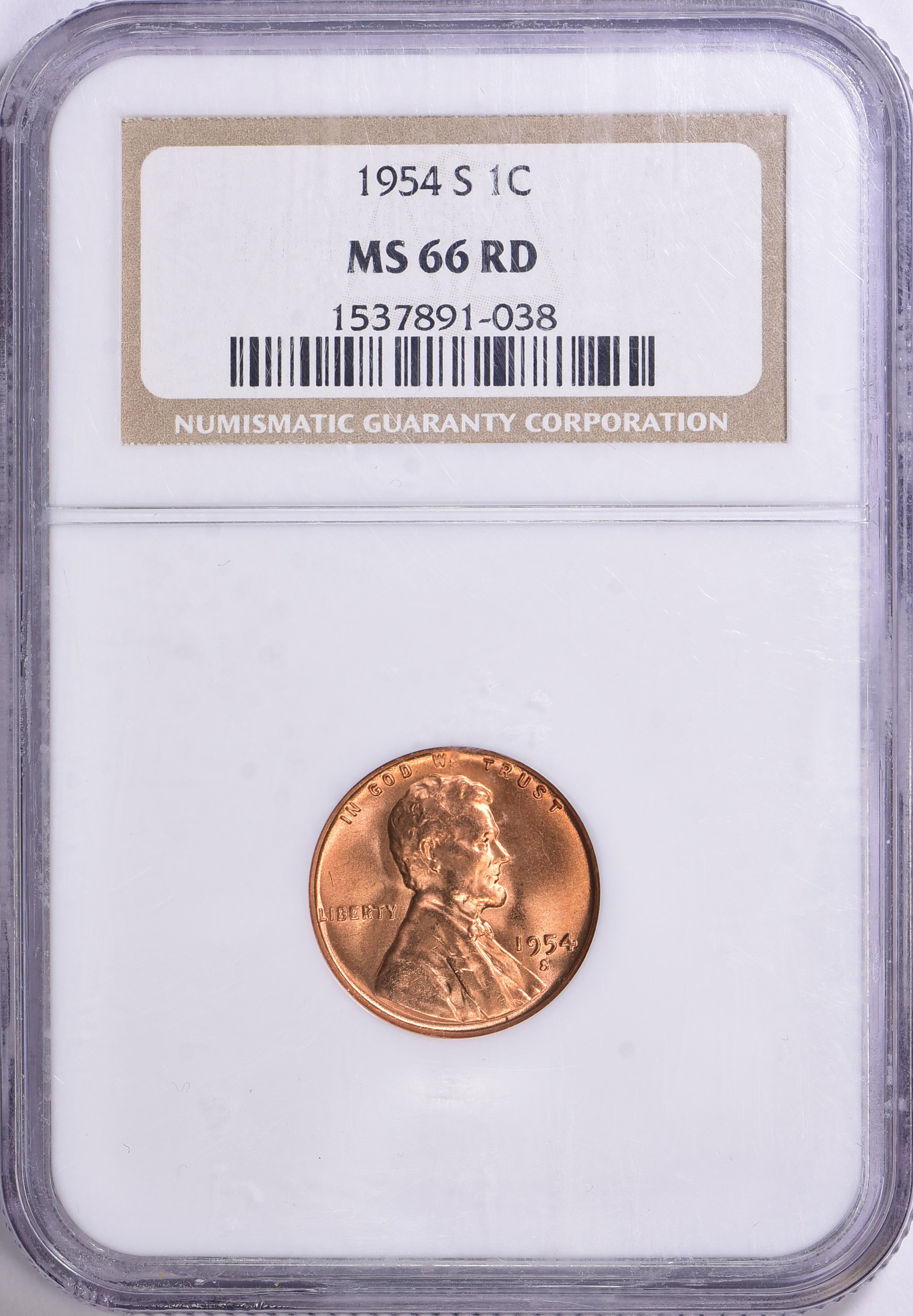 1954-S Lincoln Cent NGC MS-66 RD (Item 1712717) | GreatCollections Coin Auctions