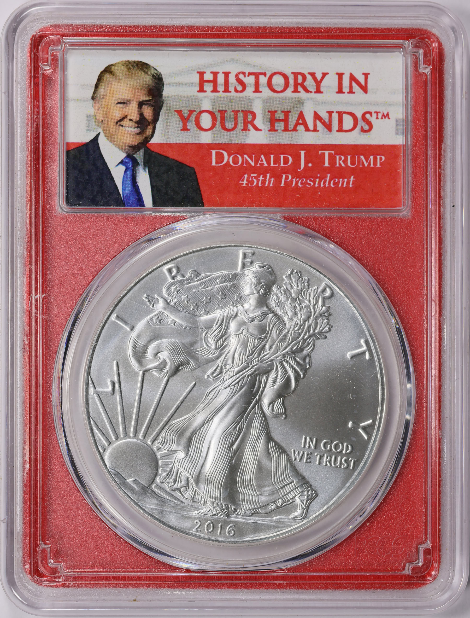 2016 $1 Silver Eagle 30th Anniversary PCGS MS-70 (Donald Trump Label ...