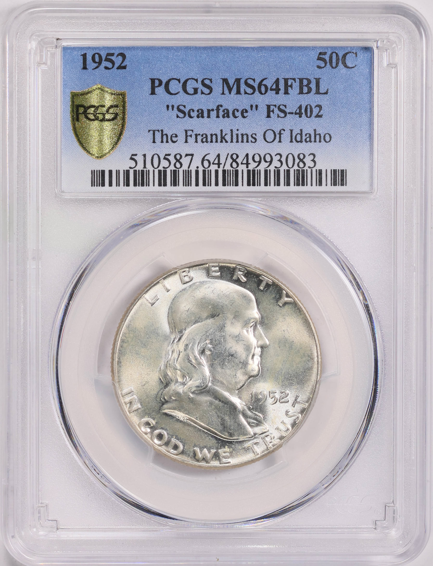 1952 Franklin Half Dollar Scarface FS-402 PCGS MS-64 FBL (The Franklins ...
