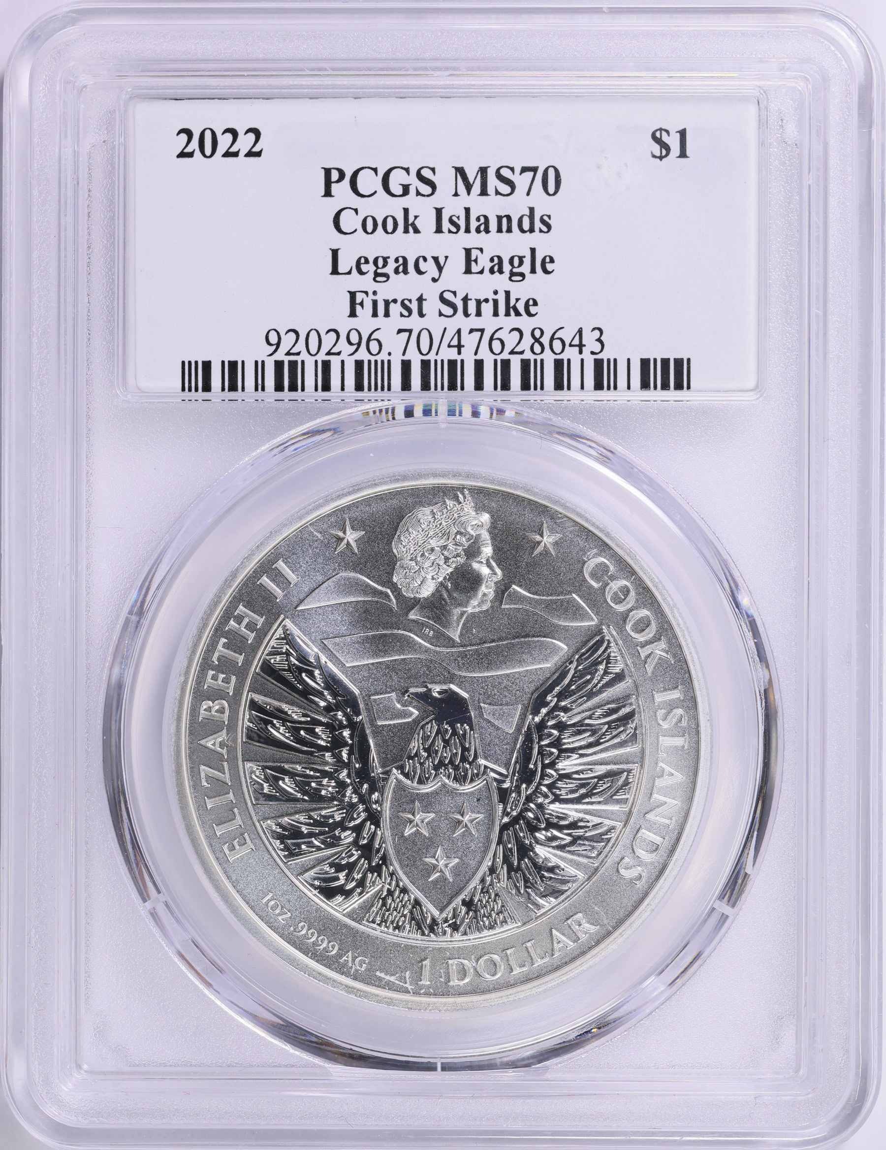 Cook Islands 2022 Silver Dollar Legacy Eagle First Strike PCGS MS-70 ...