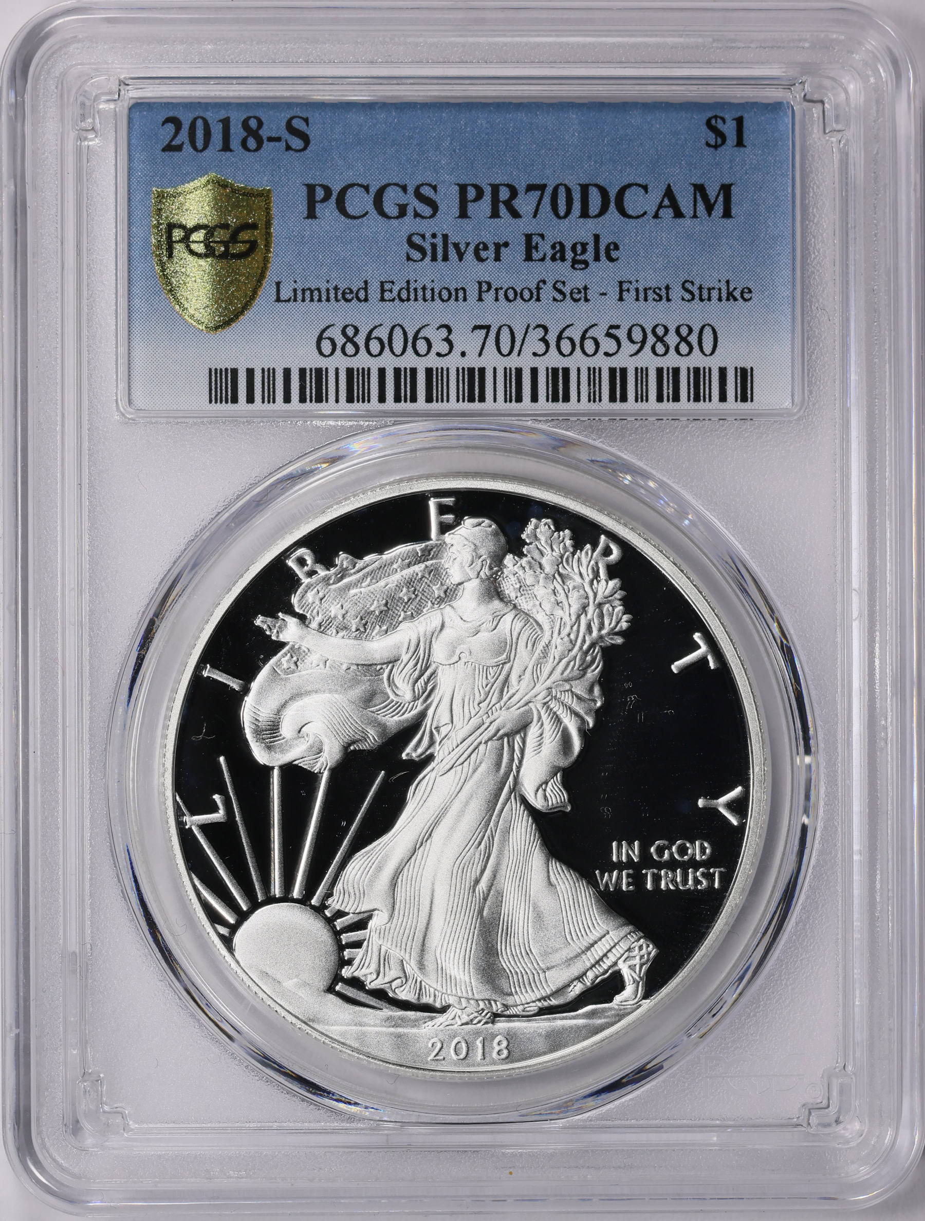 2018-S $1 Silver Eagle (From the Limited Edition Proof Set) First Strike PCGS Proof-70 DCAM ...