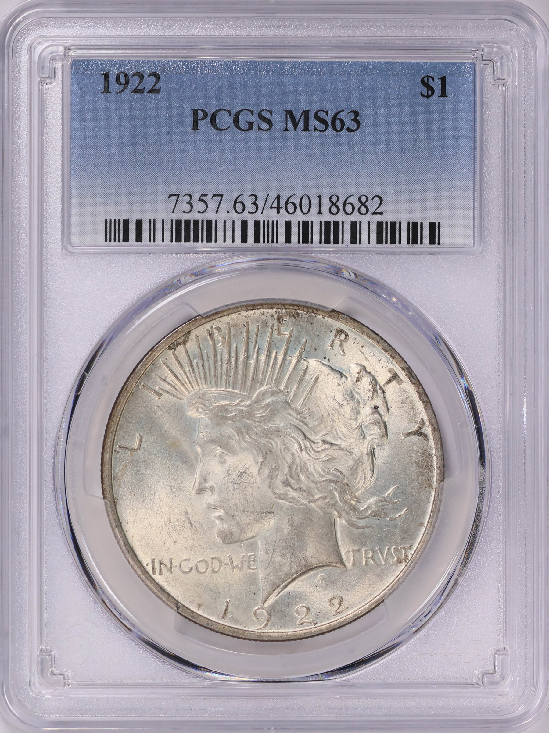 1922 Peace Silver Dollar PCGS MS-63 (Item 1712931) | GreatCollections ...