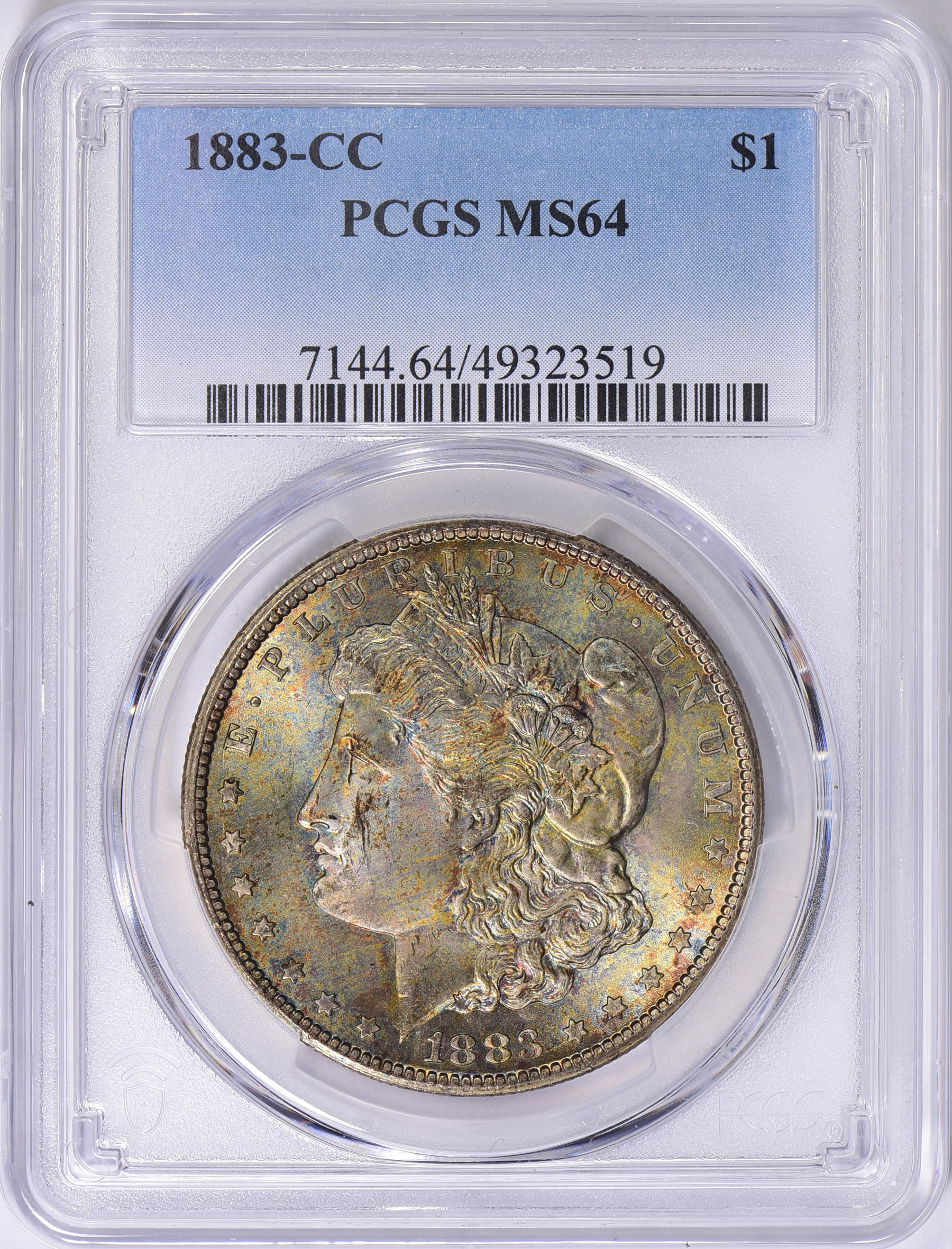 1883-CC Morgan Silver Dollar PCGS MS-64 (Toned) (Item 1712953) | GreatCollections Coin Auctions